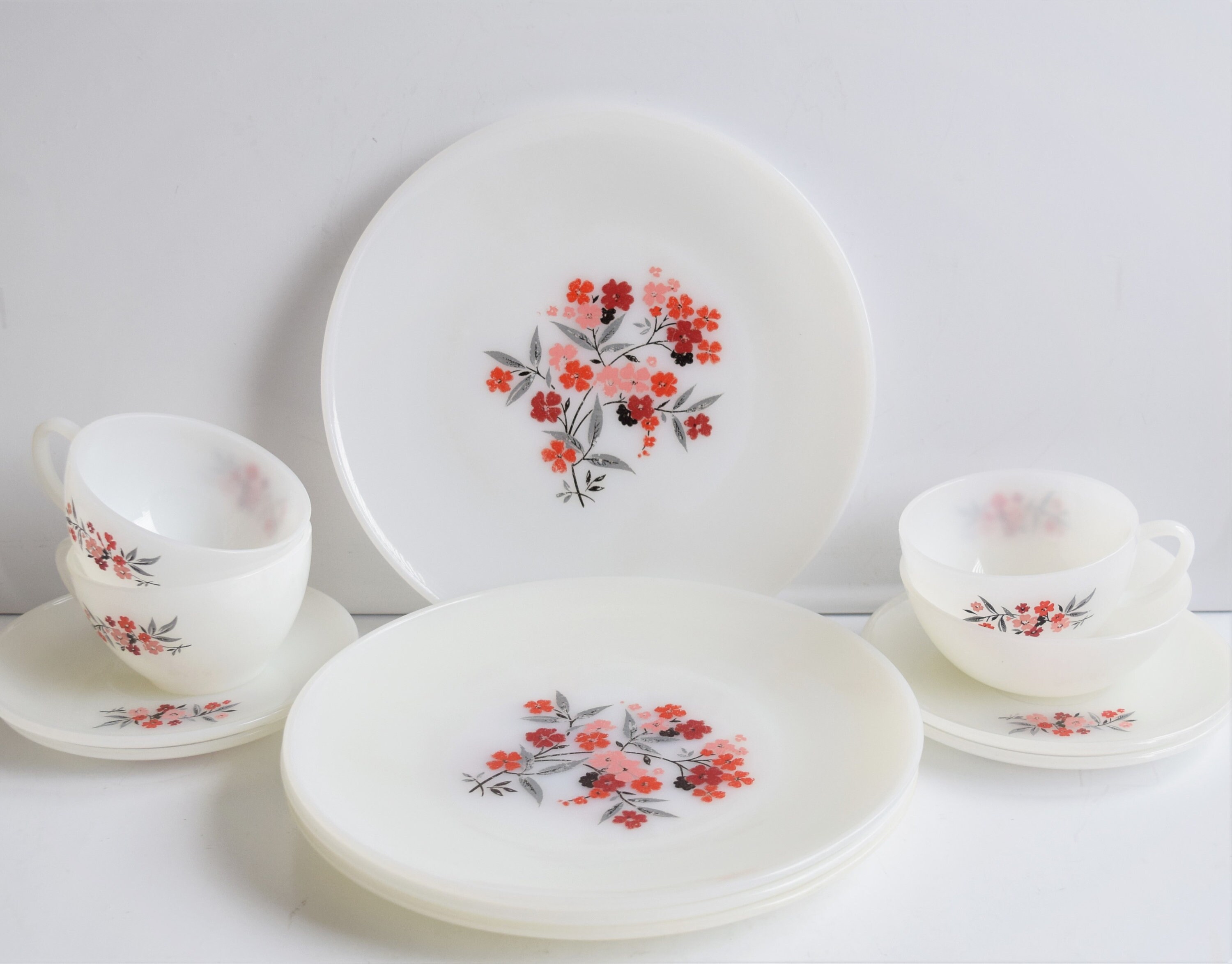 Fire King Primrose Milk Glass Dinnerware Set of 12 Pieces - Etsy