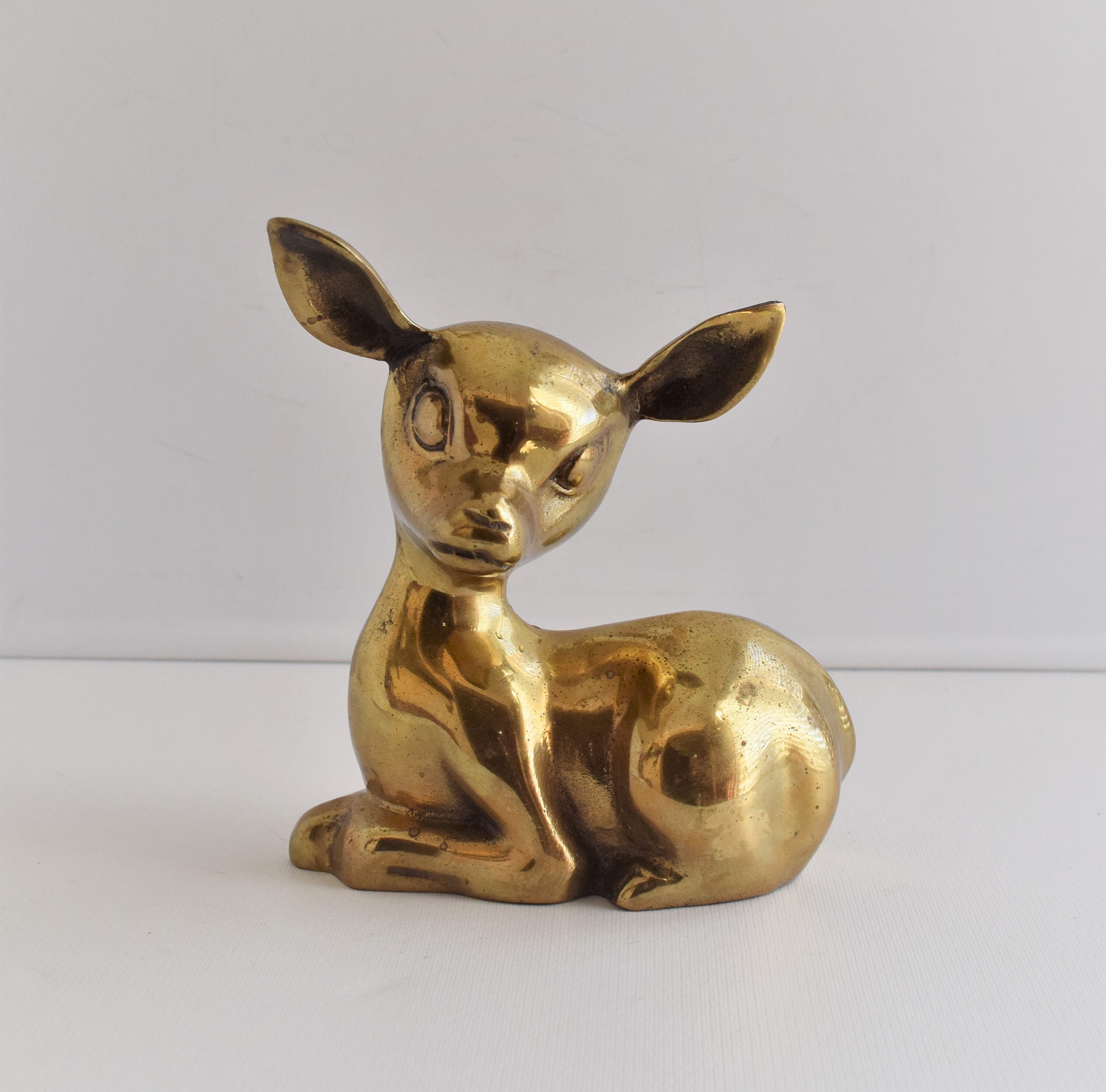 Cast Brass Fawn Figurine 6-7/8" Tall Metal Bambi Statue Baby Deer - Etsy