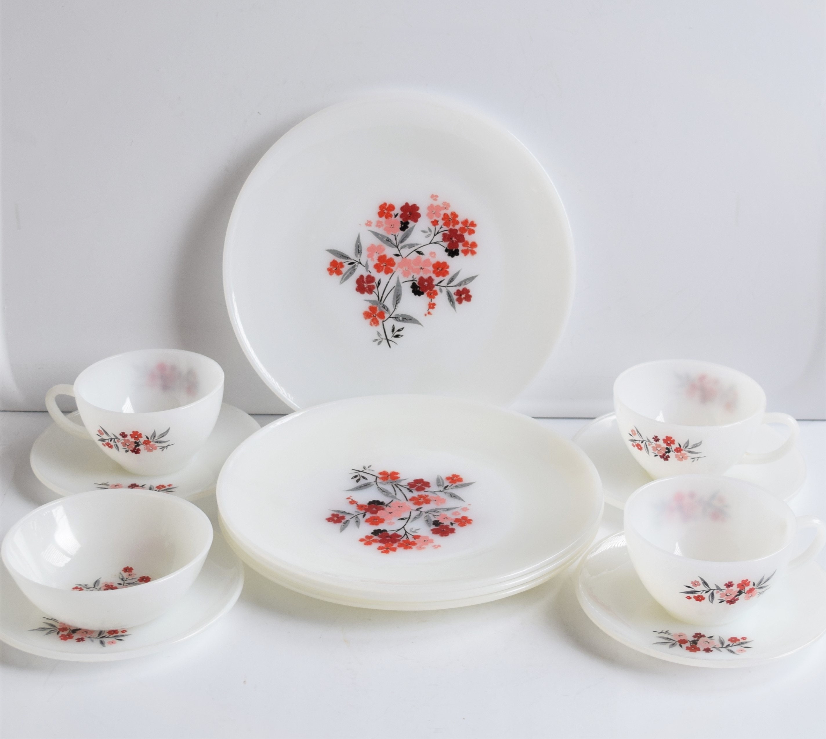 Fire King Primrose Milk Glass Dinnerware Set of 12 Pieces - Etsy