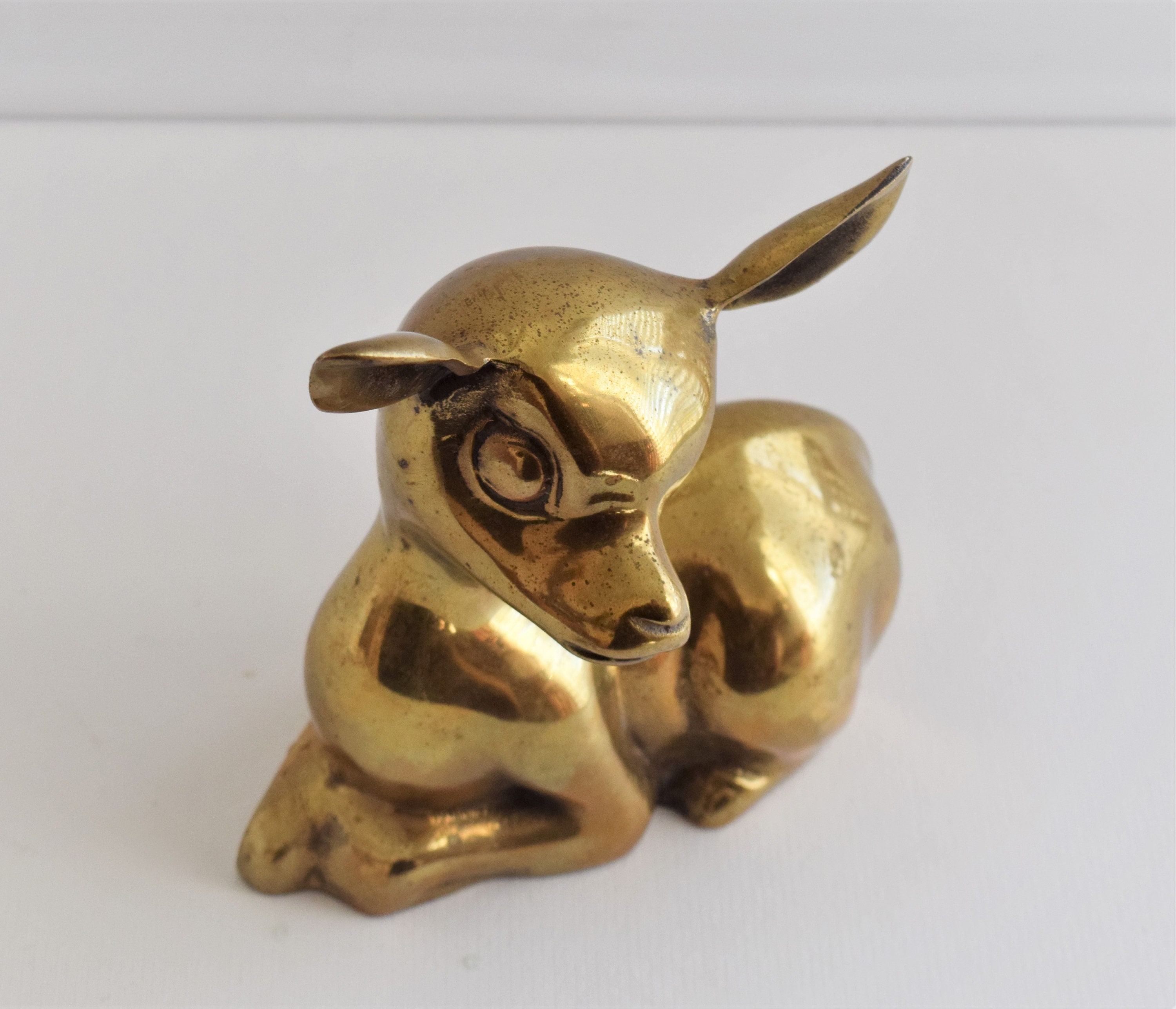 Cast Brass Fawn Figurine 6-7/8 Tall Metal Bambi Statue - Etsy