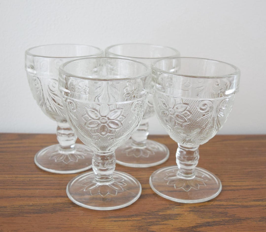 Indiana Sandwich Clear Water Goblets - Set of 4 Wine Glasses - Etsy