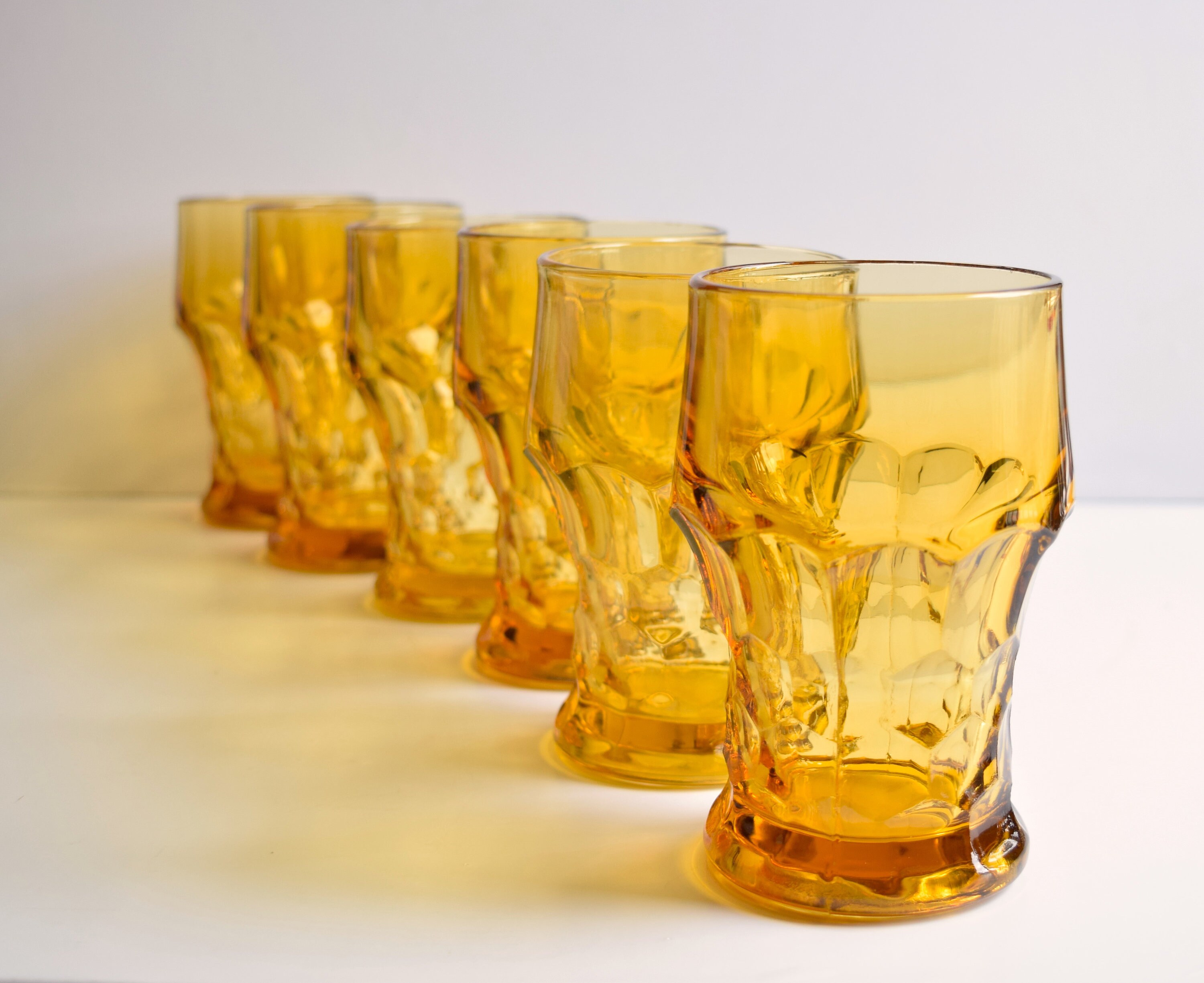 Large Amber Anchor Hocking Tumblers Set Of 6 Glasses 14 Fl Oz Etsy