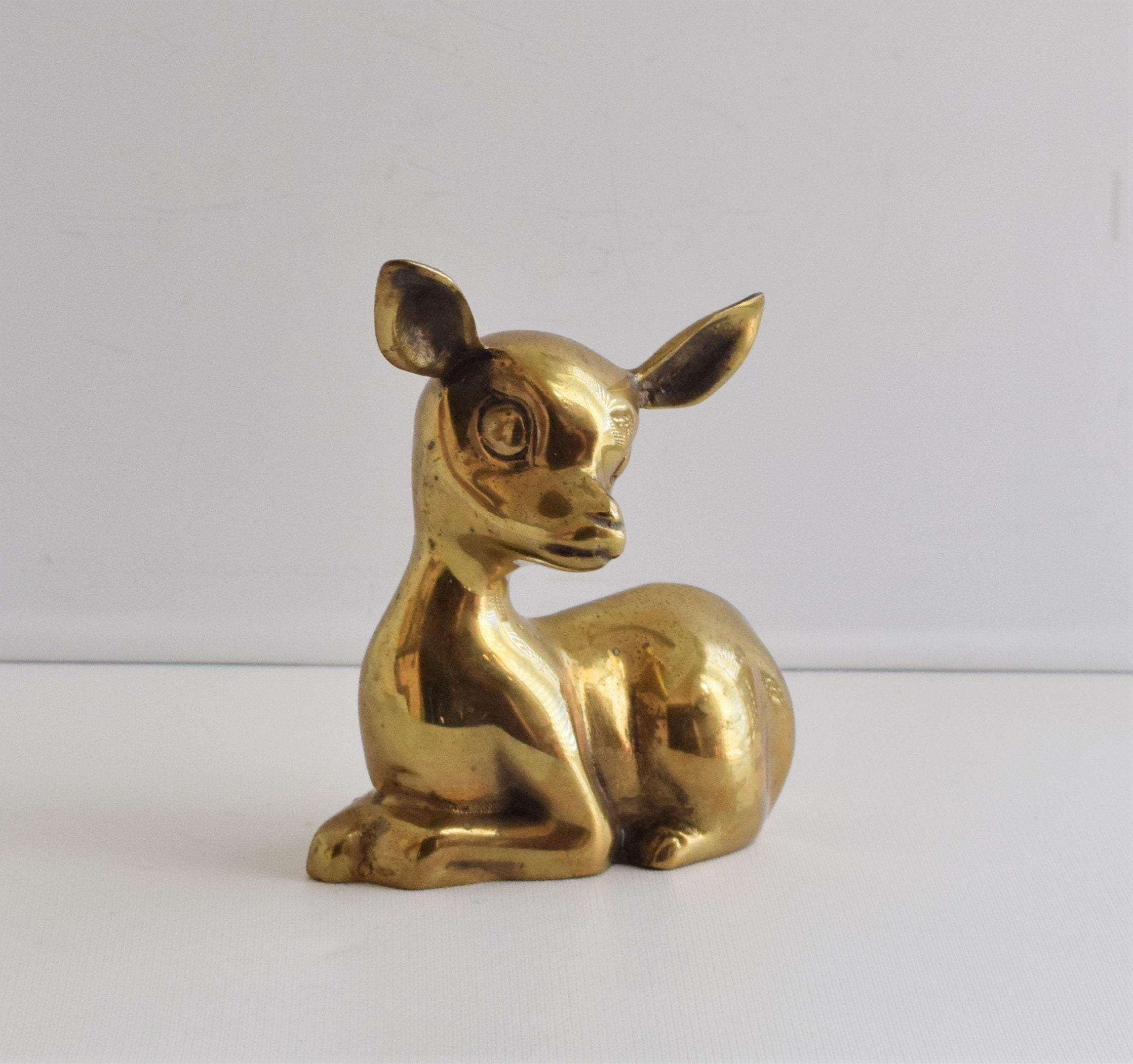 Cast Brass Fawn Figurine 6-7/8" Tall Metal Bambi Statue Baby Deer - Etsy
