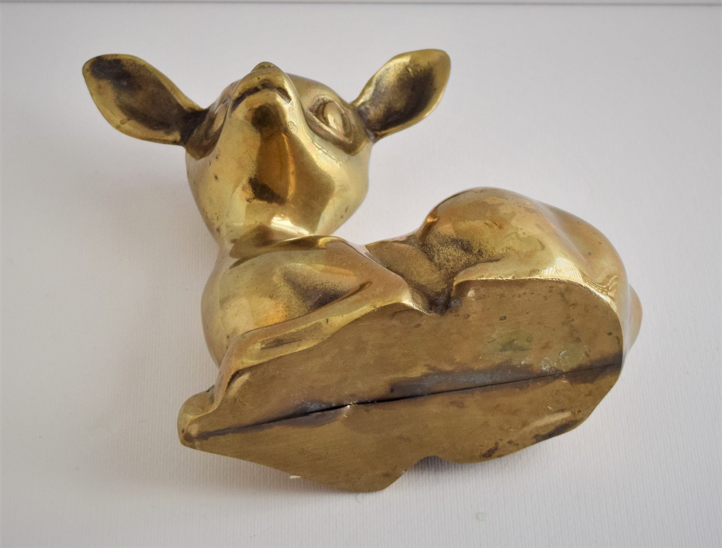 Cast Brass Fawn Figurine 6-7/8 Tall Metal Bambi Statue - Etsy