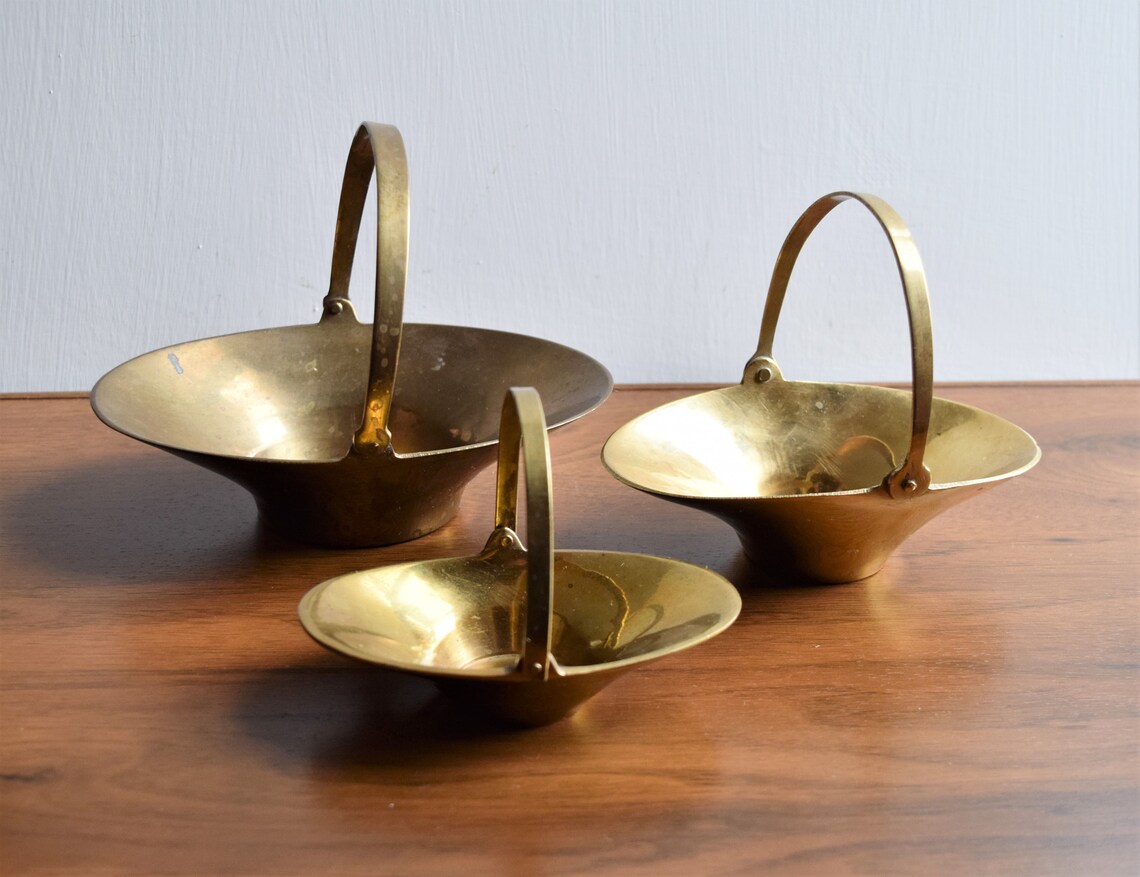 Nesting Set of 3 Brass Dishes Made in India/brass Household Novelties ...