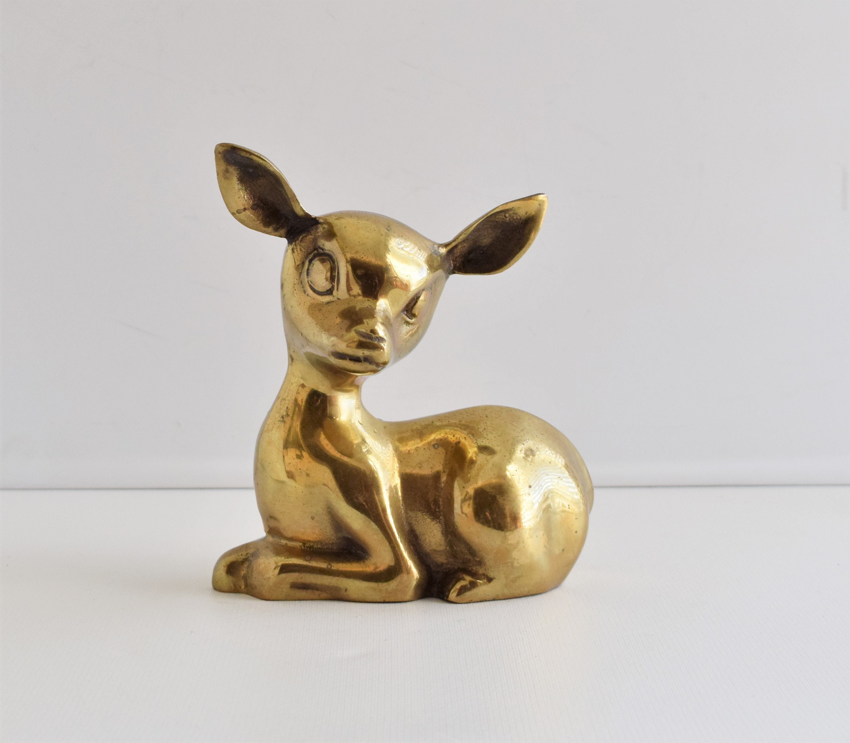 Cast Brass Fawn Figurine 6-7/8 Tall Metal Bambi Statue - Etsy