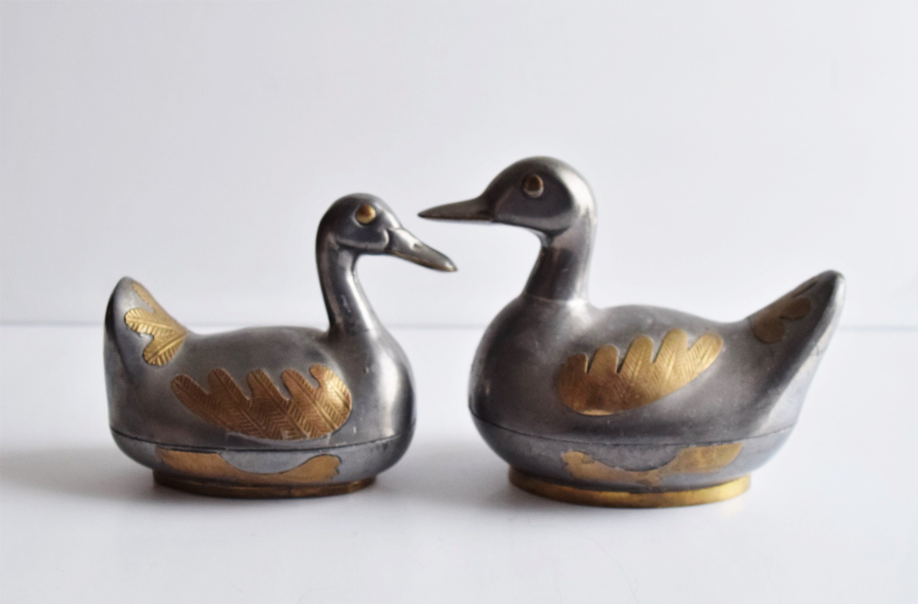 Solid Pewter and Brass Duck Trinkets Set of 2 - Etsy