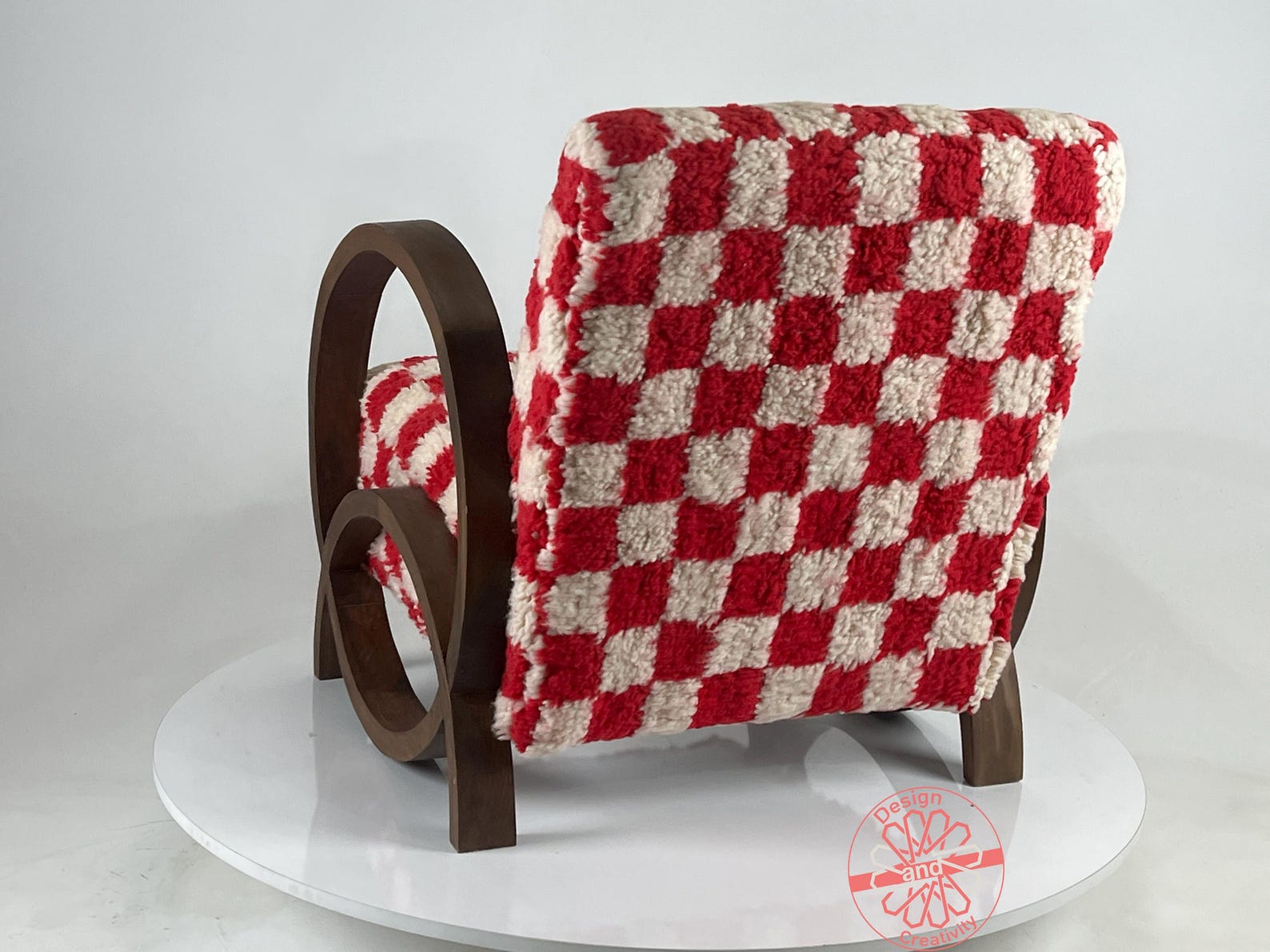 Handcrafted Moroccan Wool Accent Chair: Walnut Wood Boho Armchair - Etsy