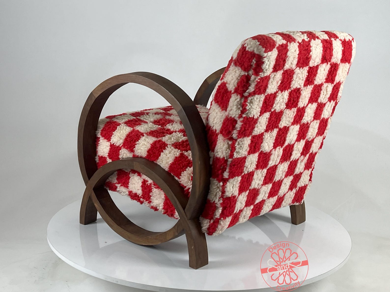 Handcrafted Moroccan Wool Accent Chair: Walnut Wood Boho Armchair - Etsy