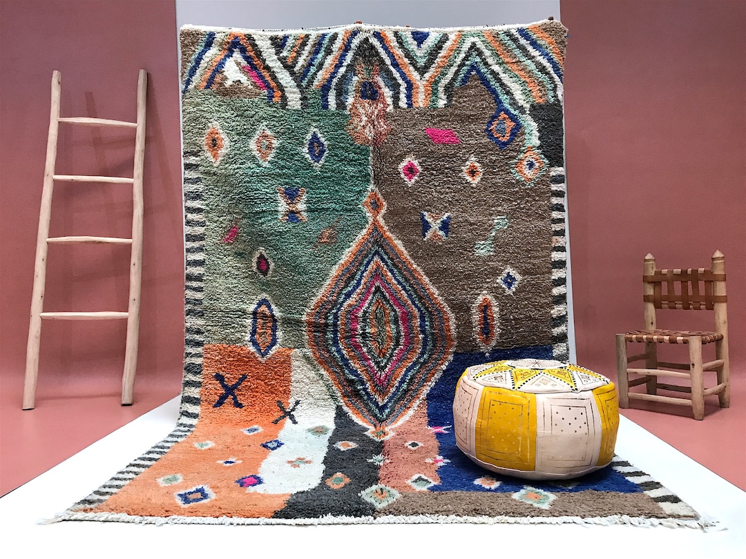 5x8ft Handwoven Moroccan Rug, Boujaad Tribal Carpet, Artisan Berber ...