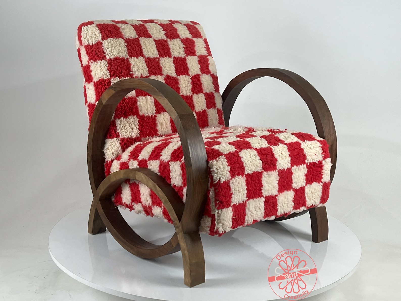 Handcrafted Moroccan Wool Accent Chair: Walnut Wood Boho Armchair - Etsy