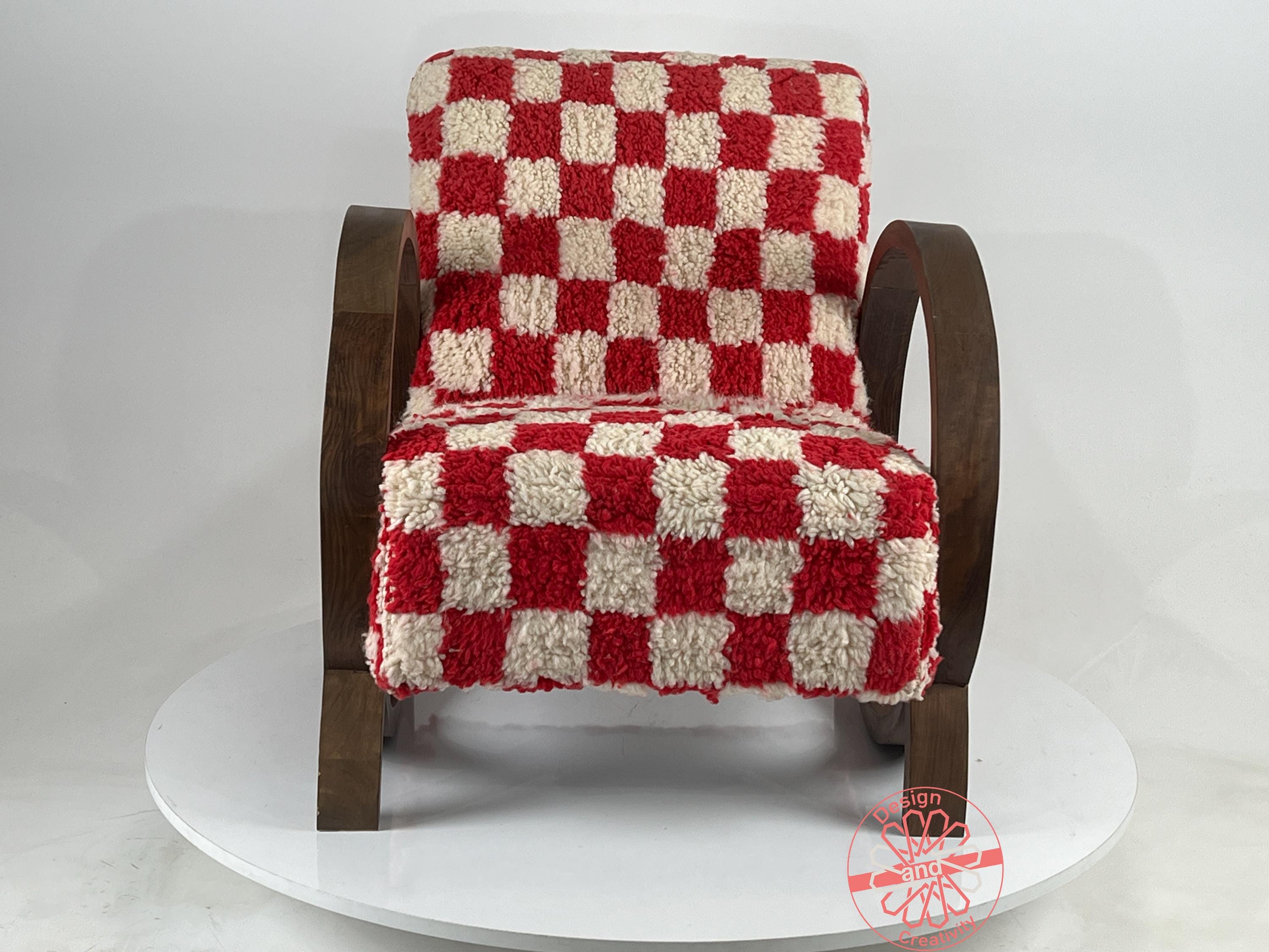 Handcrafted Moroccan Wool Accent Chair: Walnut Wood Boho Armchair - Etsy