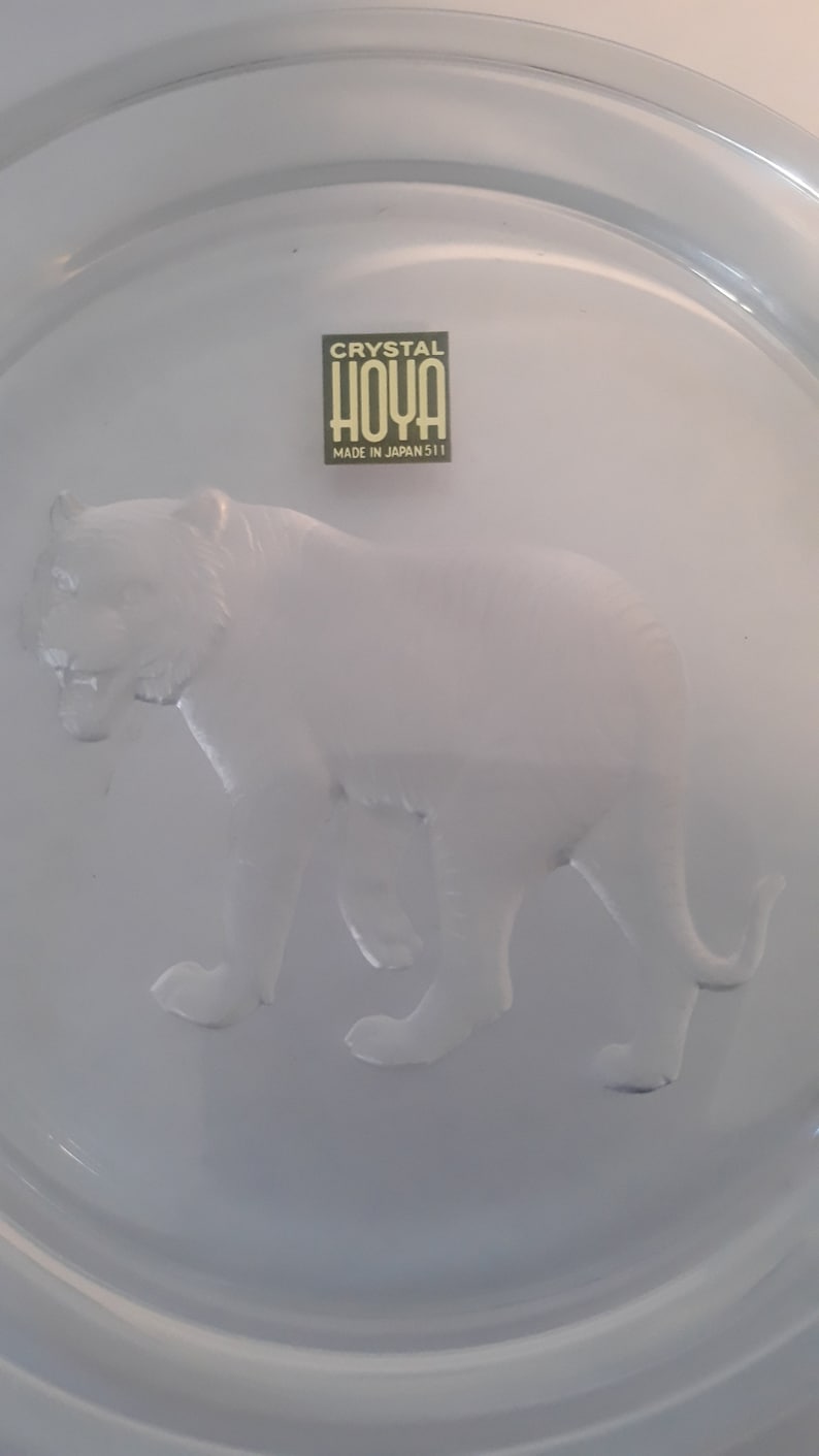 Hoya Crystal Etched Tiger Tray - Etsy