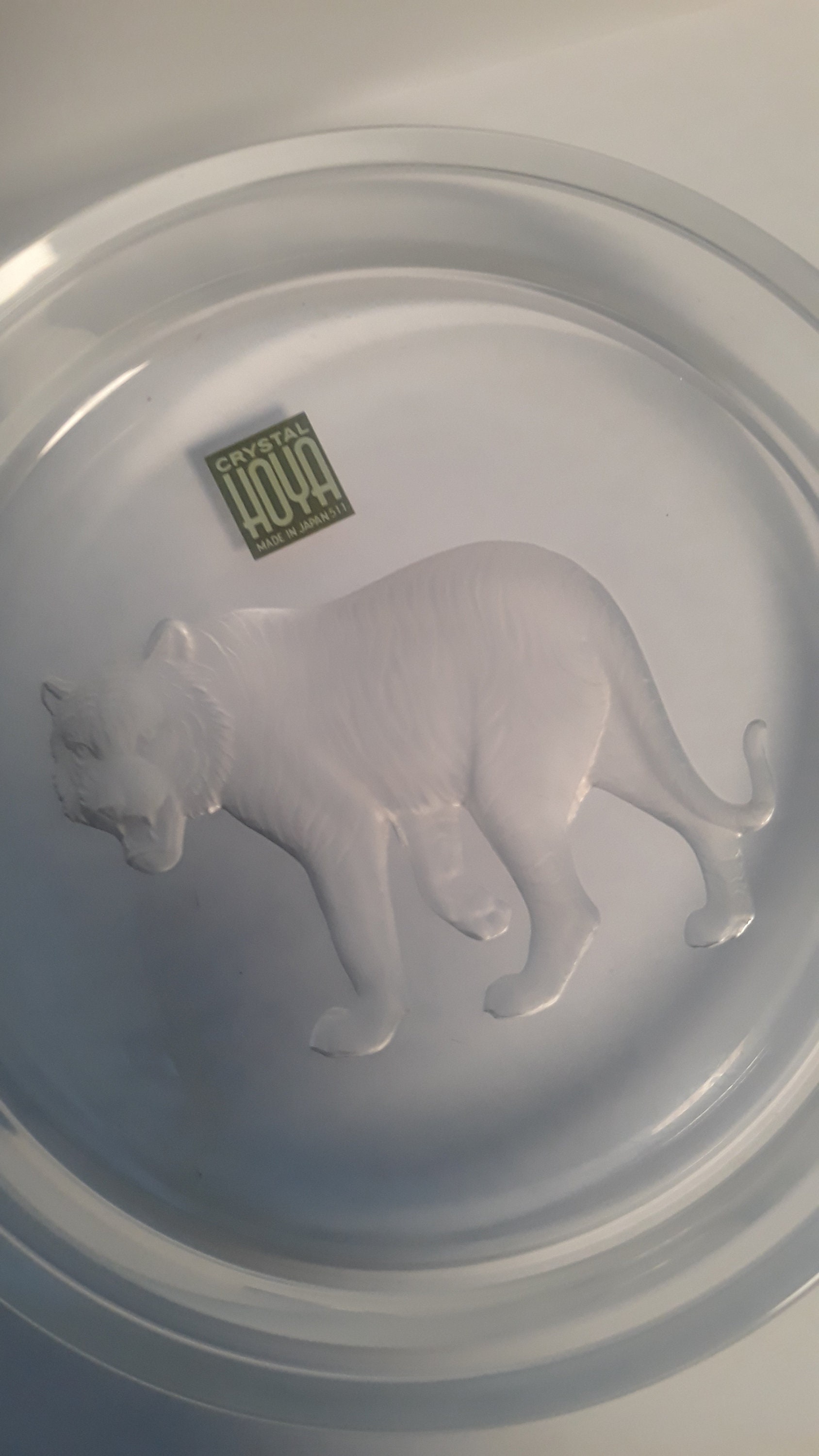 Hoya Crystal Etched Tiger Tray - Etsy