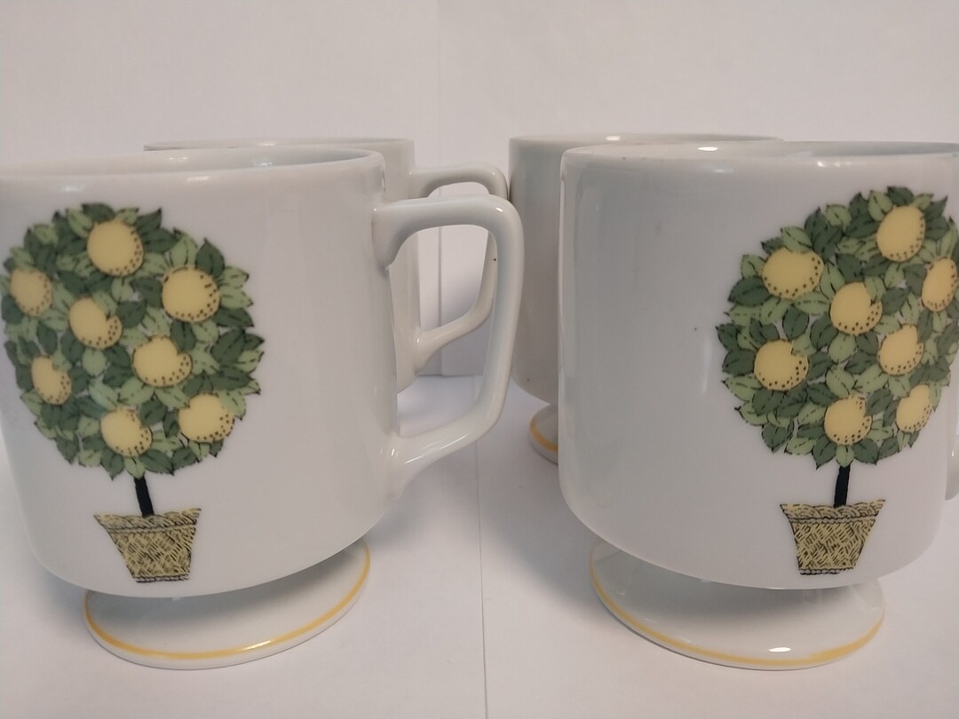 Set of 4 Lemon Tree Coffee Mugs - Etsy