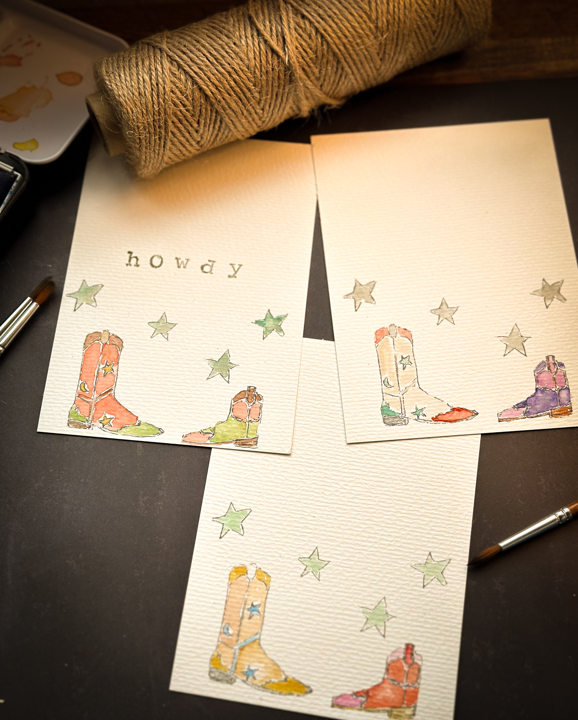 Howdy Cowboy Boot Card Set (6 Card Set) - Etsy
