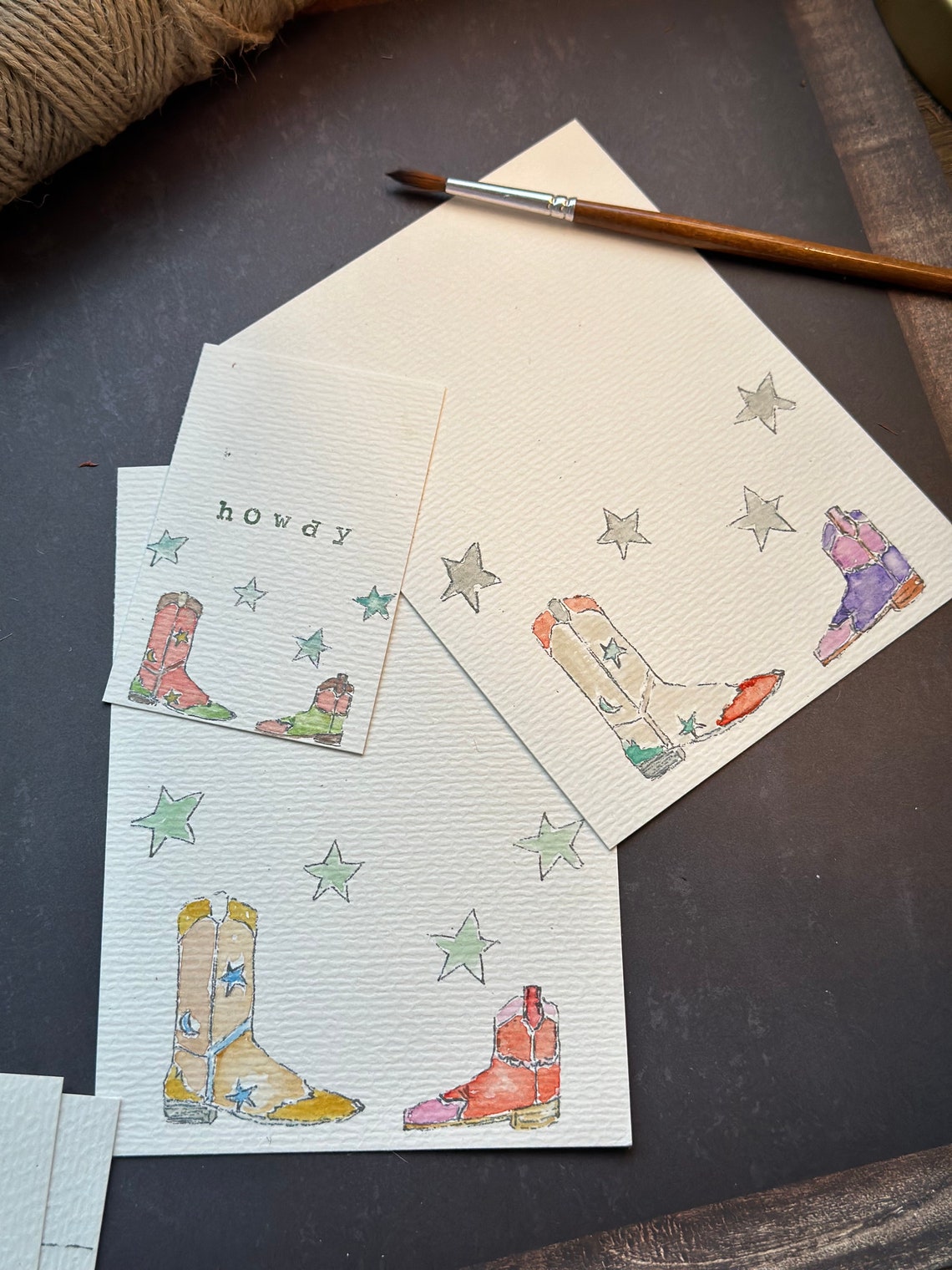 Howdy Cowboy Boot Card Set (6 Card Set) - Etsy