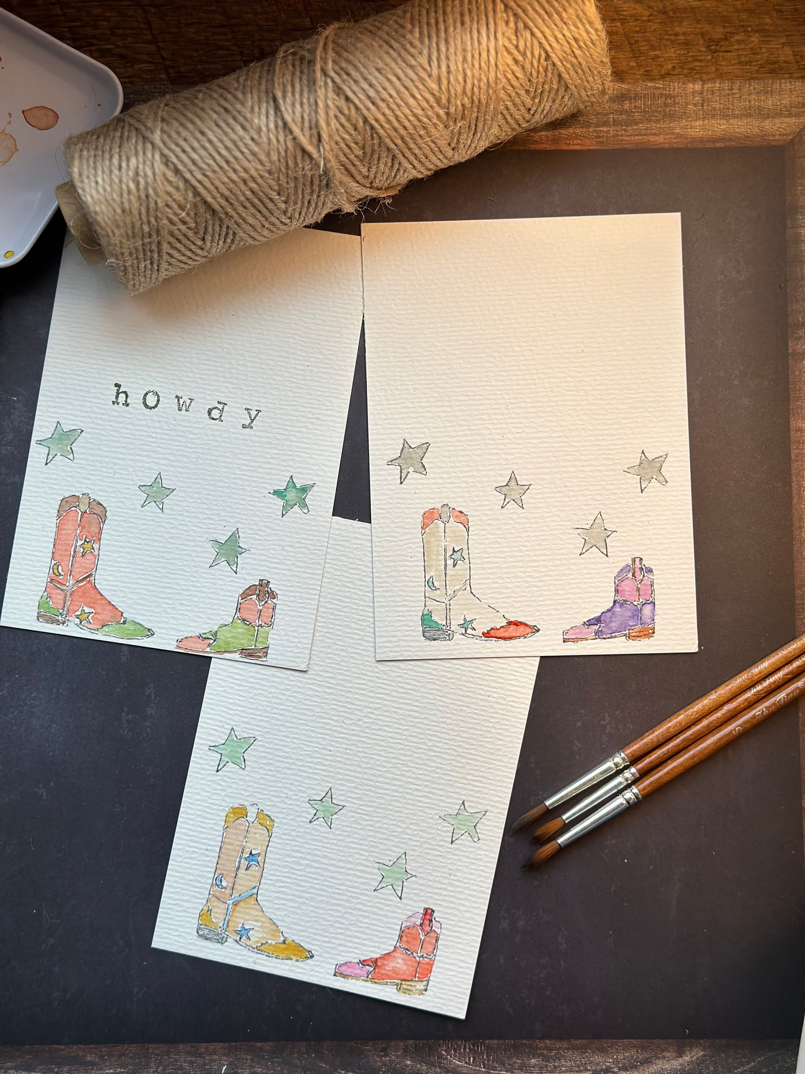 Howdy Cowboy Boot Card Set (6 Card Set) - Etsy