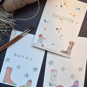 Howdy Cowboy Boot Card Set (6 Card Set) - Etsy