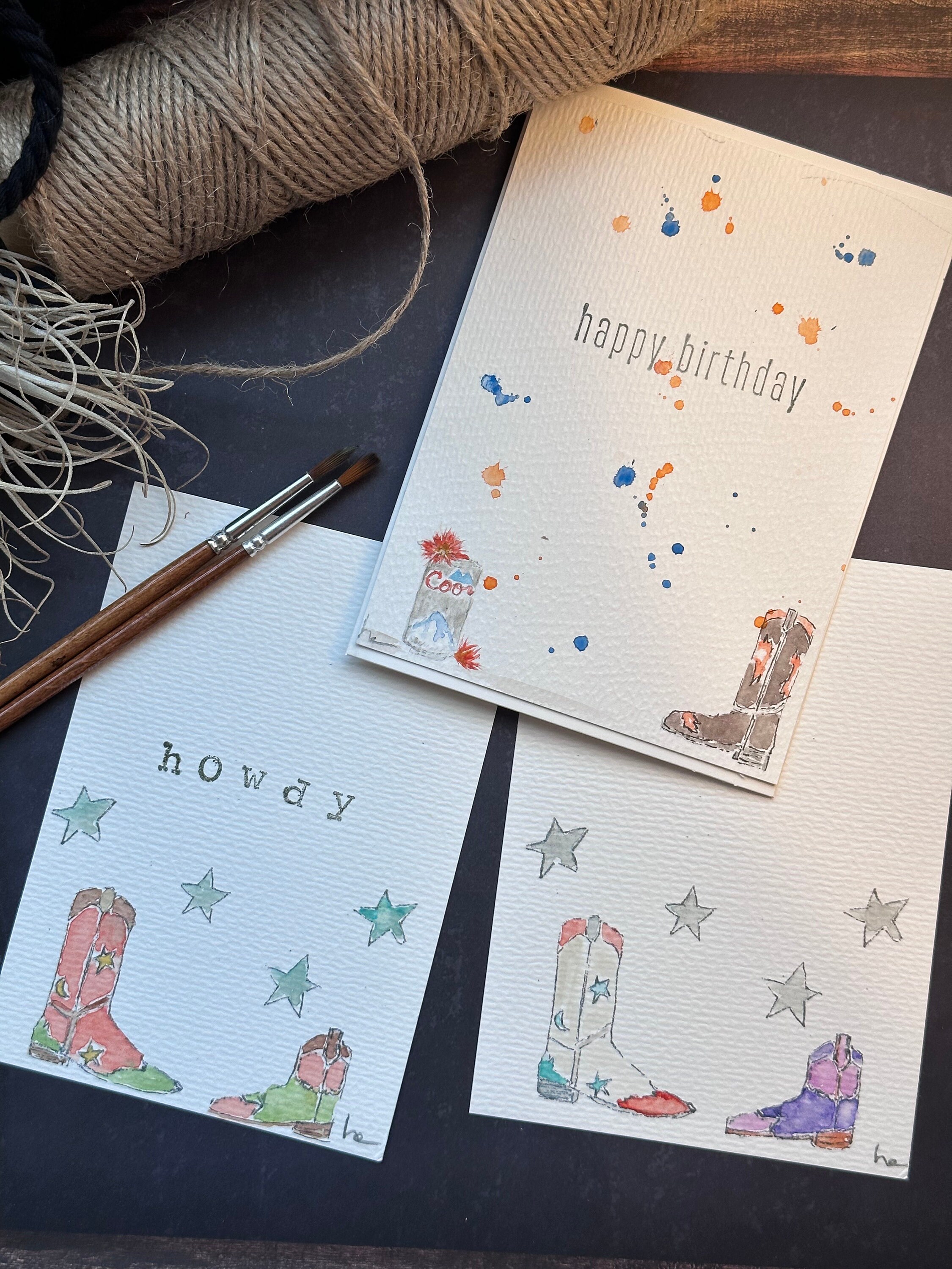 Howdy Cowboy Boot Card Set (6 Card Set) - Etsy