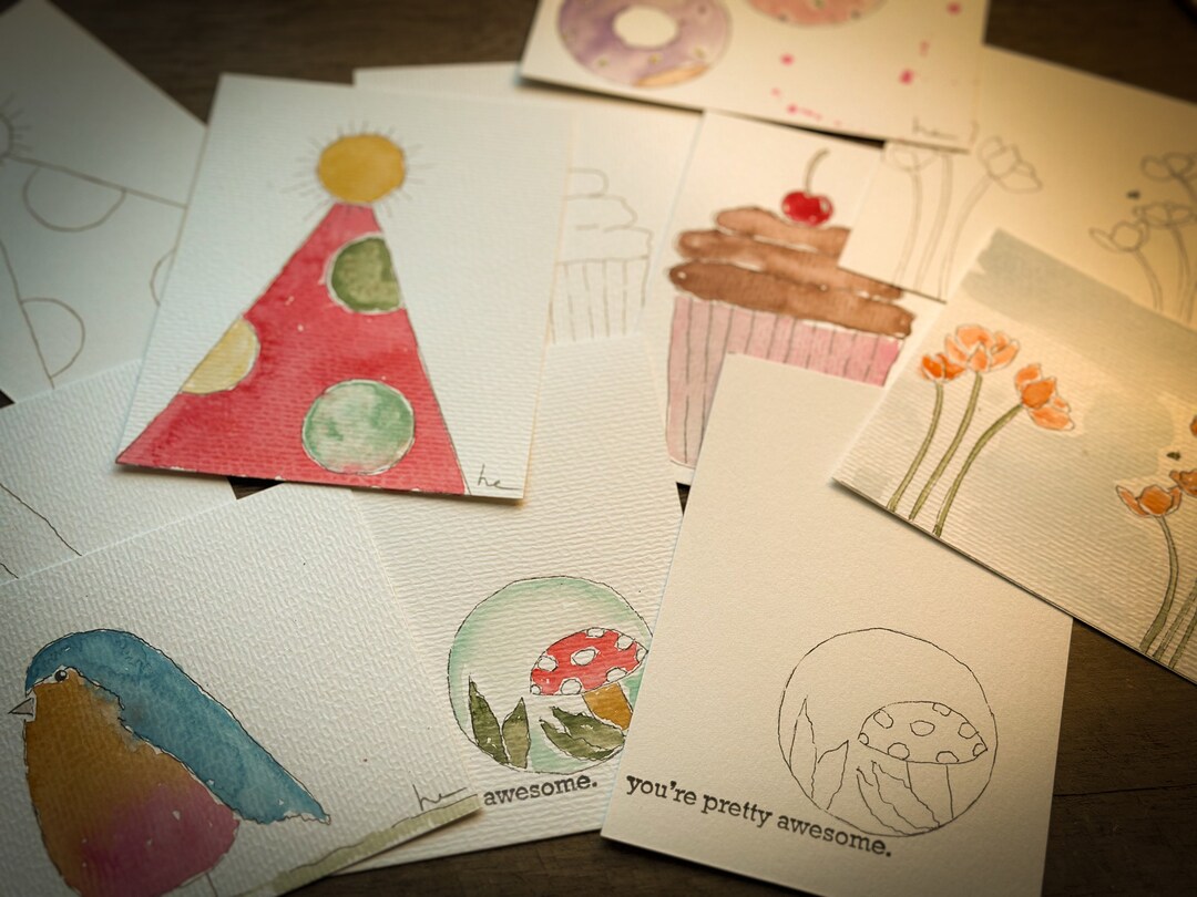 YOU PAINT Card Assortment 6cards and Paint - Etsy