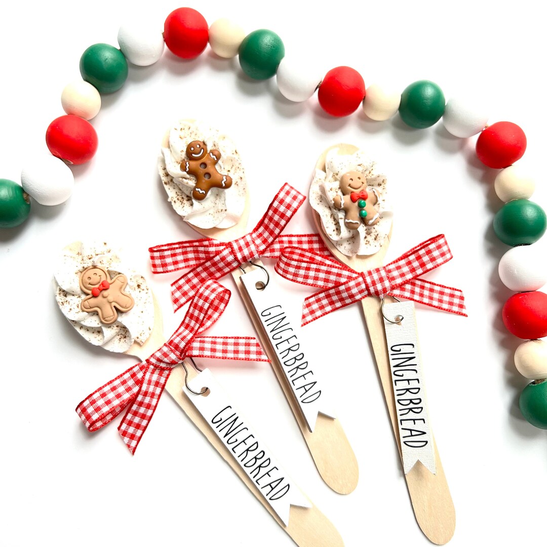 Gingerbread Christmas Wooden Spoon, Christmas Wood Spoon Decor, Tier ...