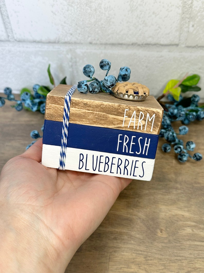 Blueberry Bookstack, Blueberry Decor, Mini Book Stack, Blueberry Tiered ...