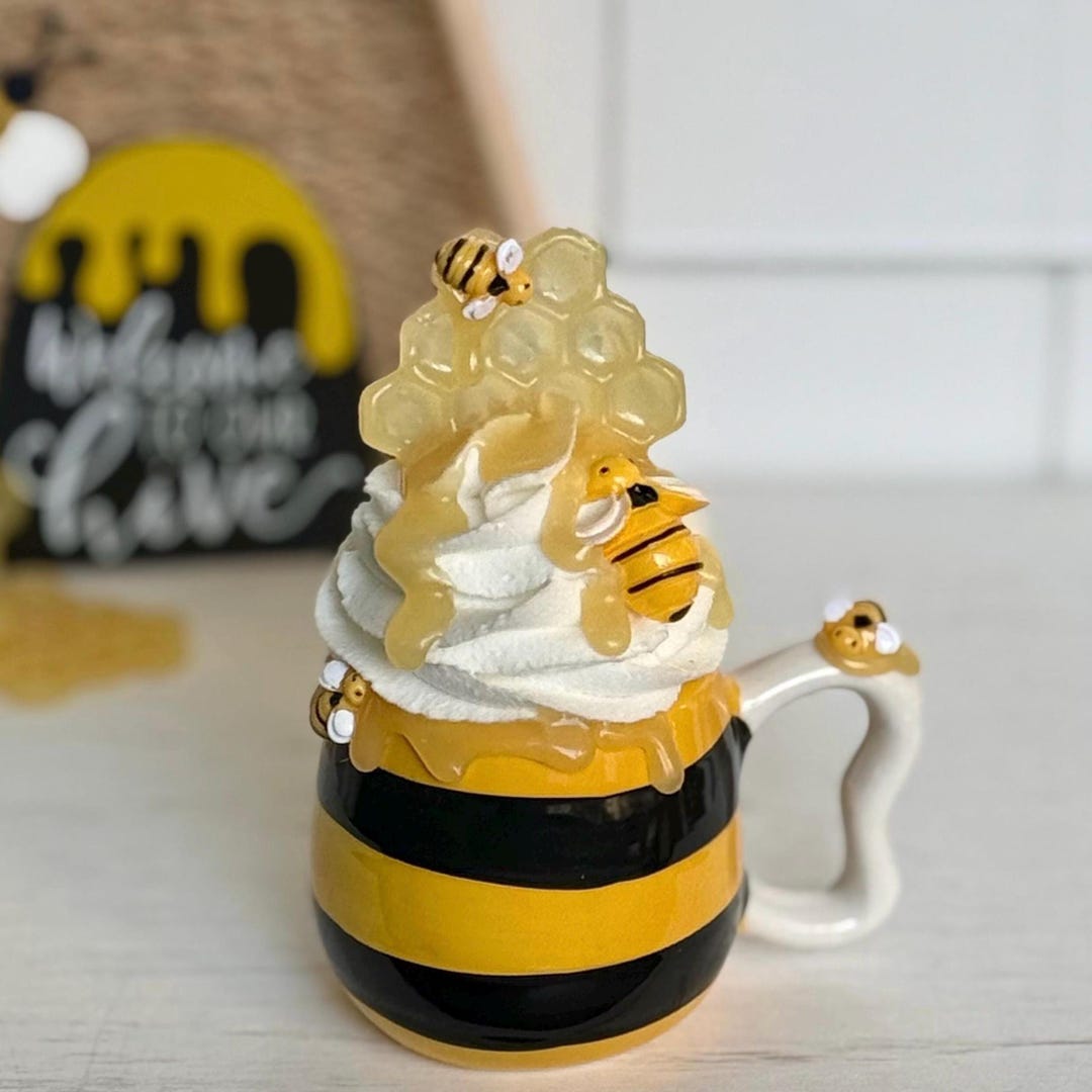 Honey Bee Mug, Fake Bee Mug, Fake Bee Honey Ceramic Mug, Beehive ...