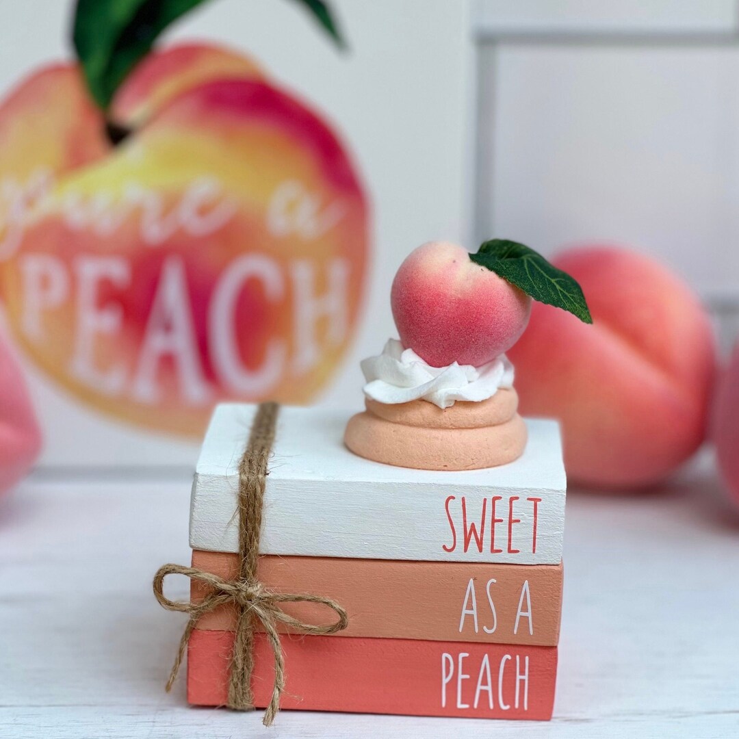 Mini Peach Bookstack for Peach Theme Decor, Sweet as a Peach Decor ...