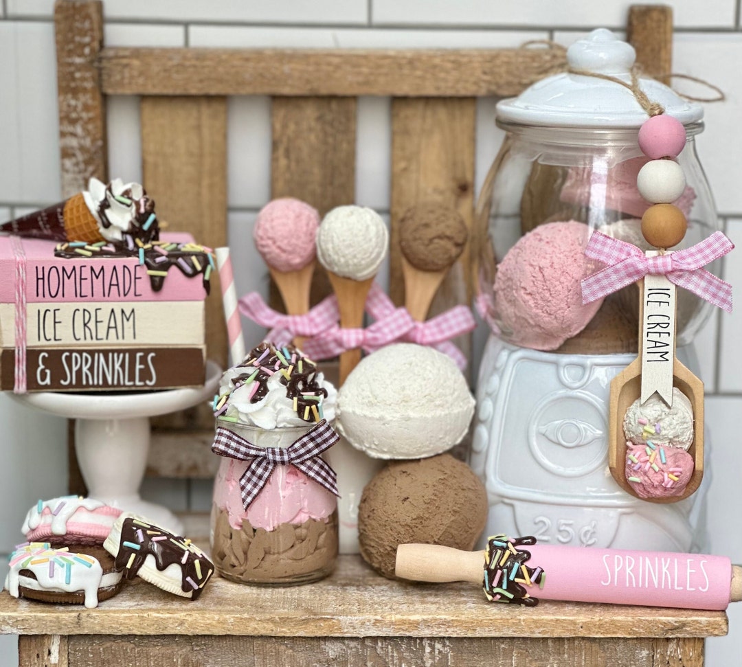 Ice Cream Decor, Ice Cream Book Stack, Ice Cream Sundae, Neapolitan Ice ...