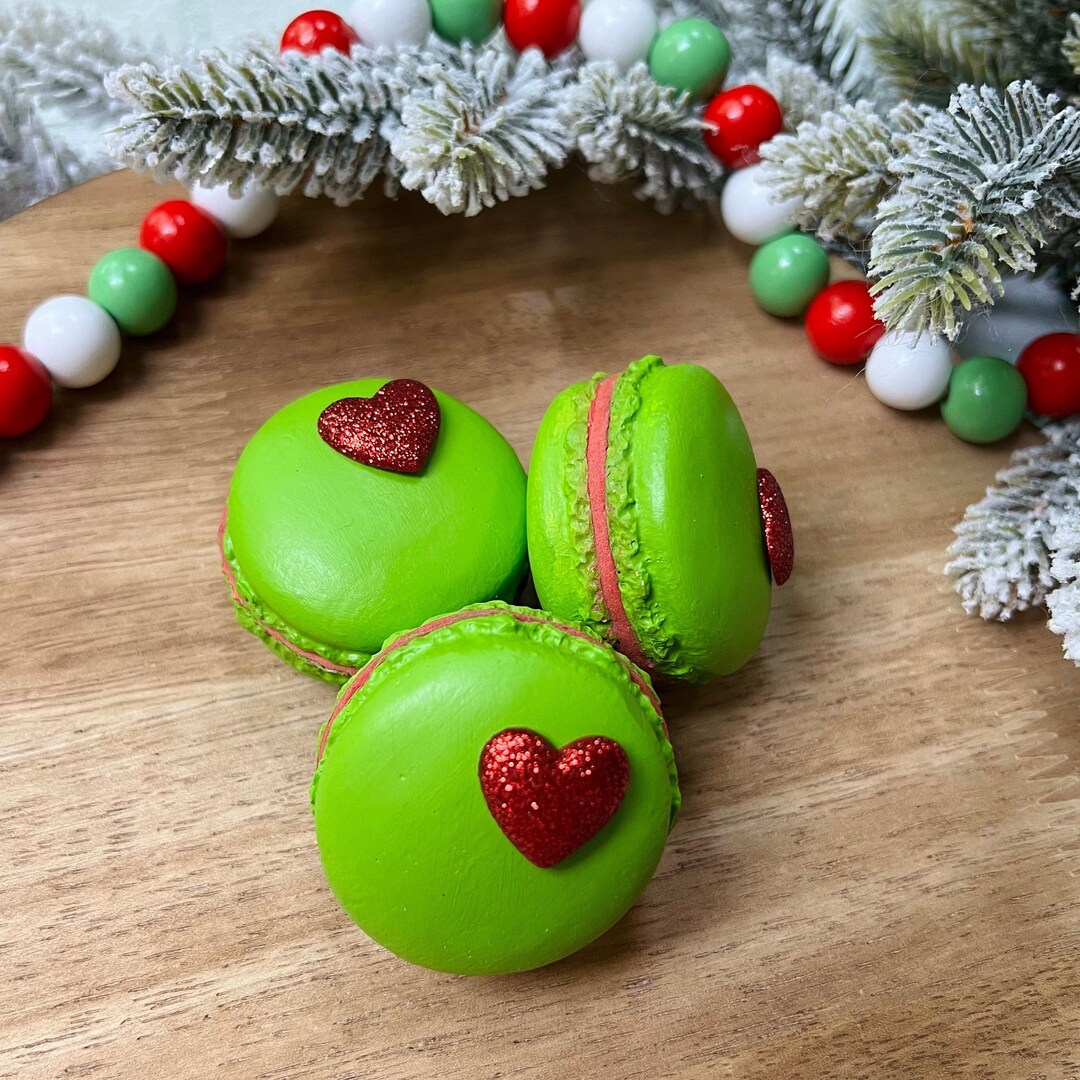 Grinch Decor, Faux Macaron Fake Bake Treat, Christmas Grinch Decor ...