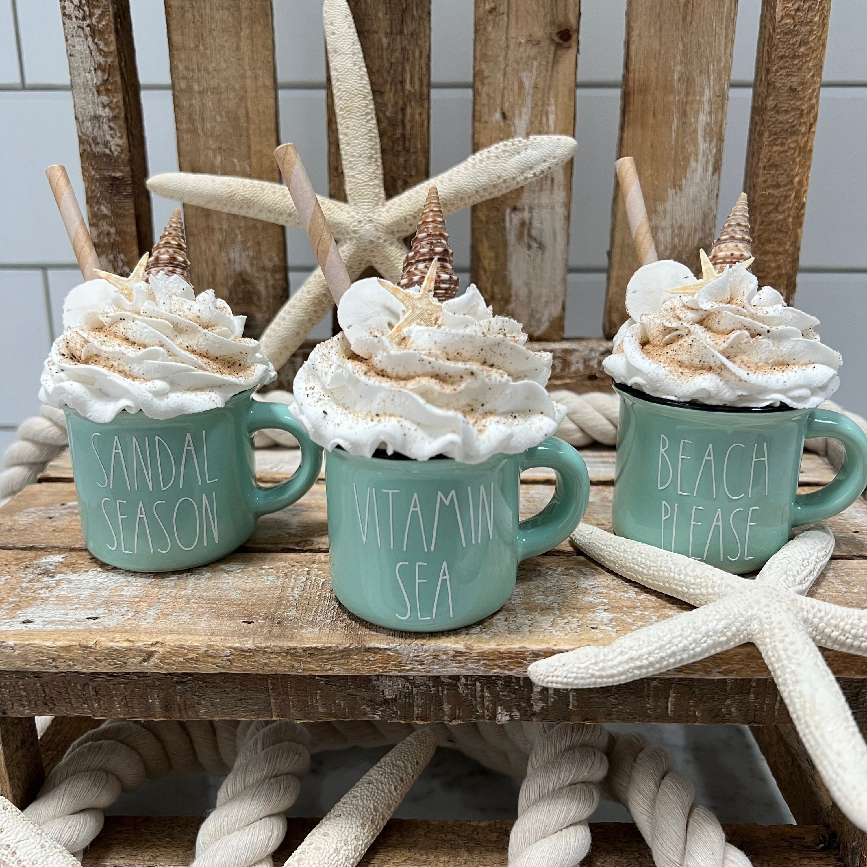 Beach Theme Faux Mini Mug Beach Mug Summer Theme Coastal - Etsy