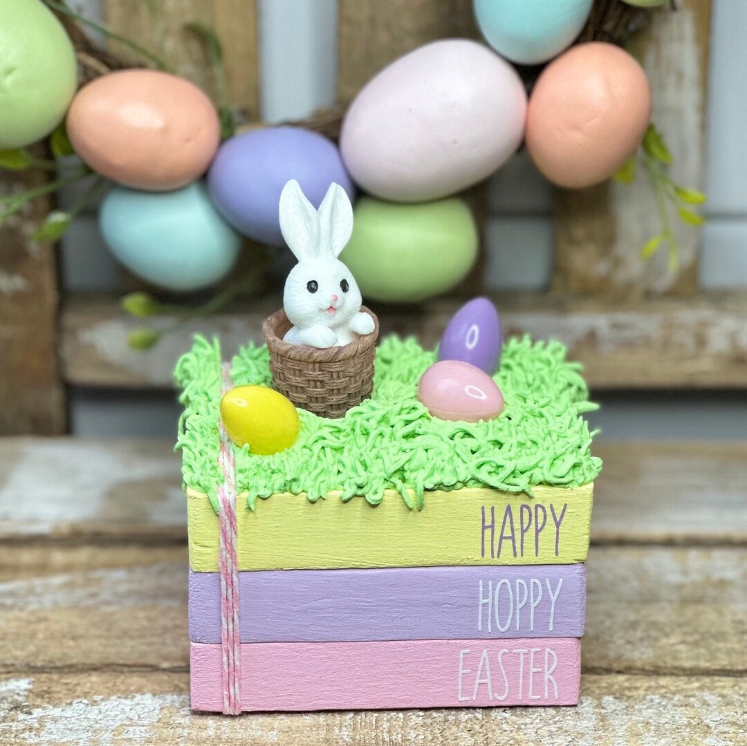 Easter Book Stack, Easter Tiered Tray Decor, Easter Egg Hunt, Bunny ...