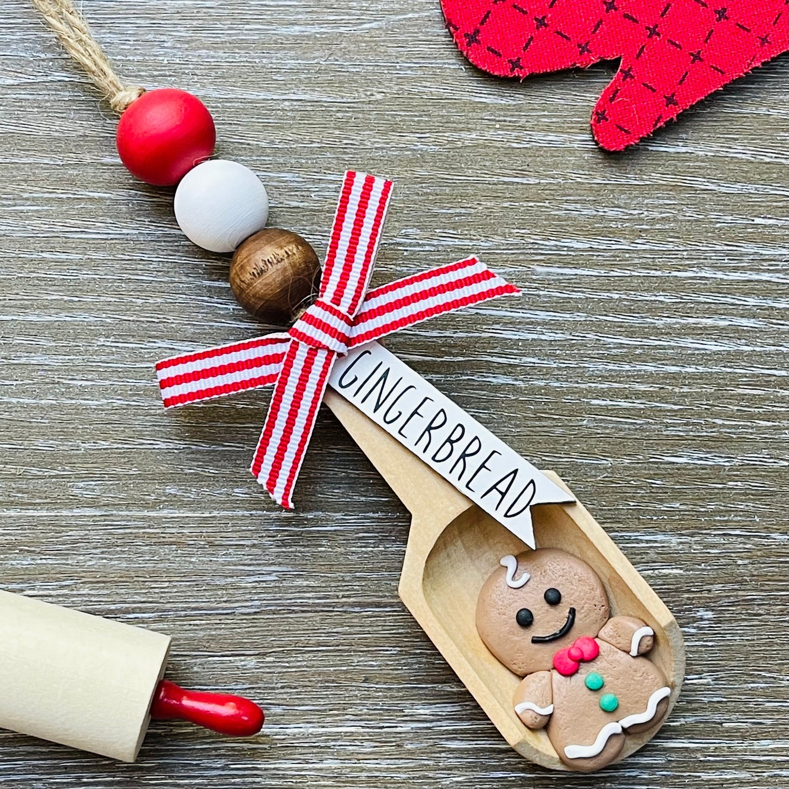 Gingerbread Man Bead Garland Canister Scoop Christmas Decor - Etsy