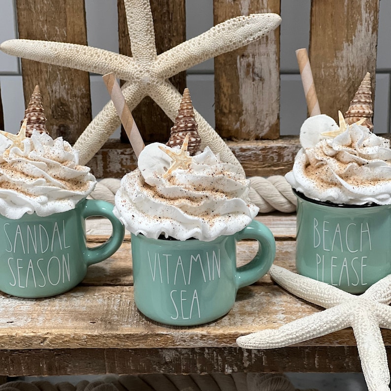 Beach Theme Faux Mini Mug, Beach Mug, Summer Theme, Coastal Theme ...