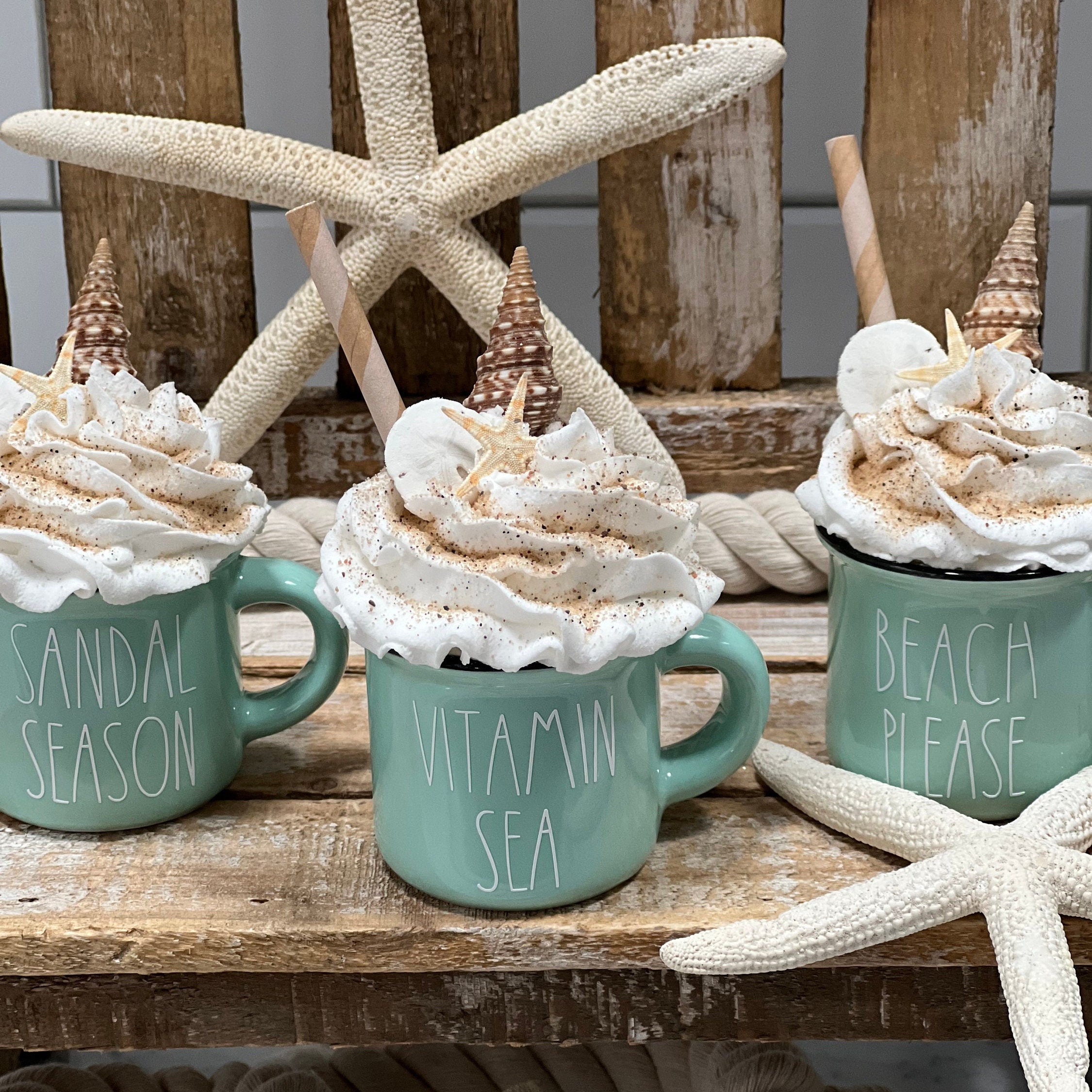 Beach Theme Faux Mini Mug, Beach Mug, Summer Theme, Coastal Theme ...