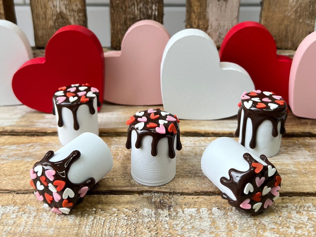 Valentine’s Heart Marshmallows, Fake Valentines Decor, Hot Cocoa ...