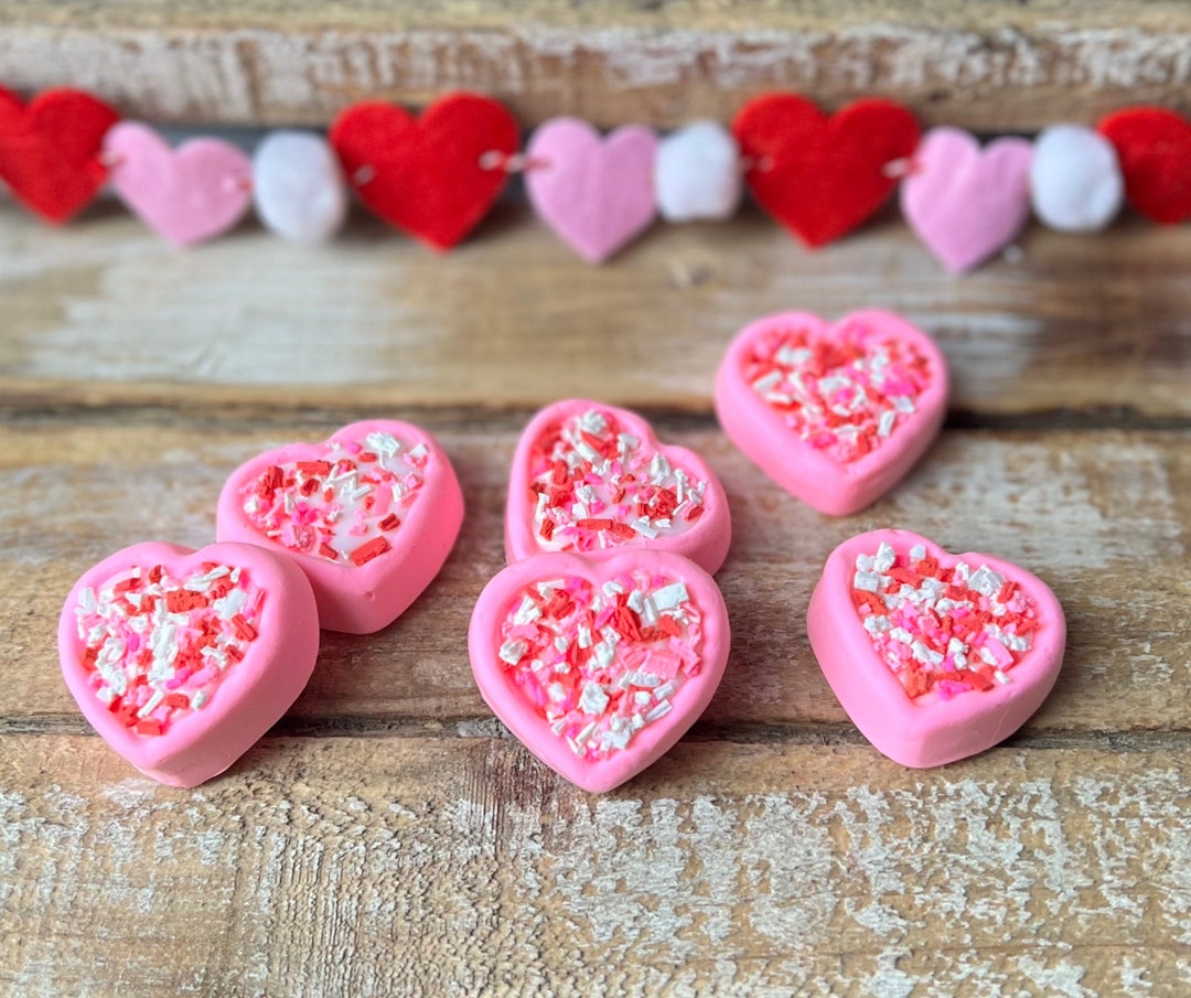 Fake Mini Heart Cookies, Faux Heart Cookies With Sprinkles, Valentine ...