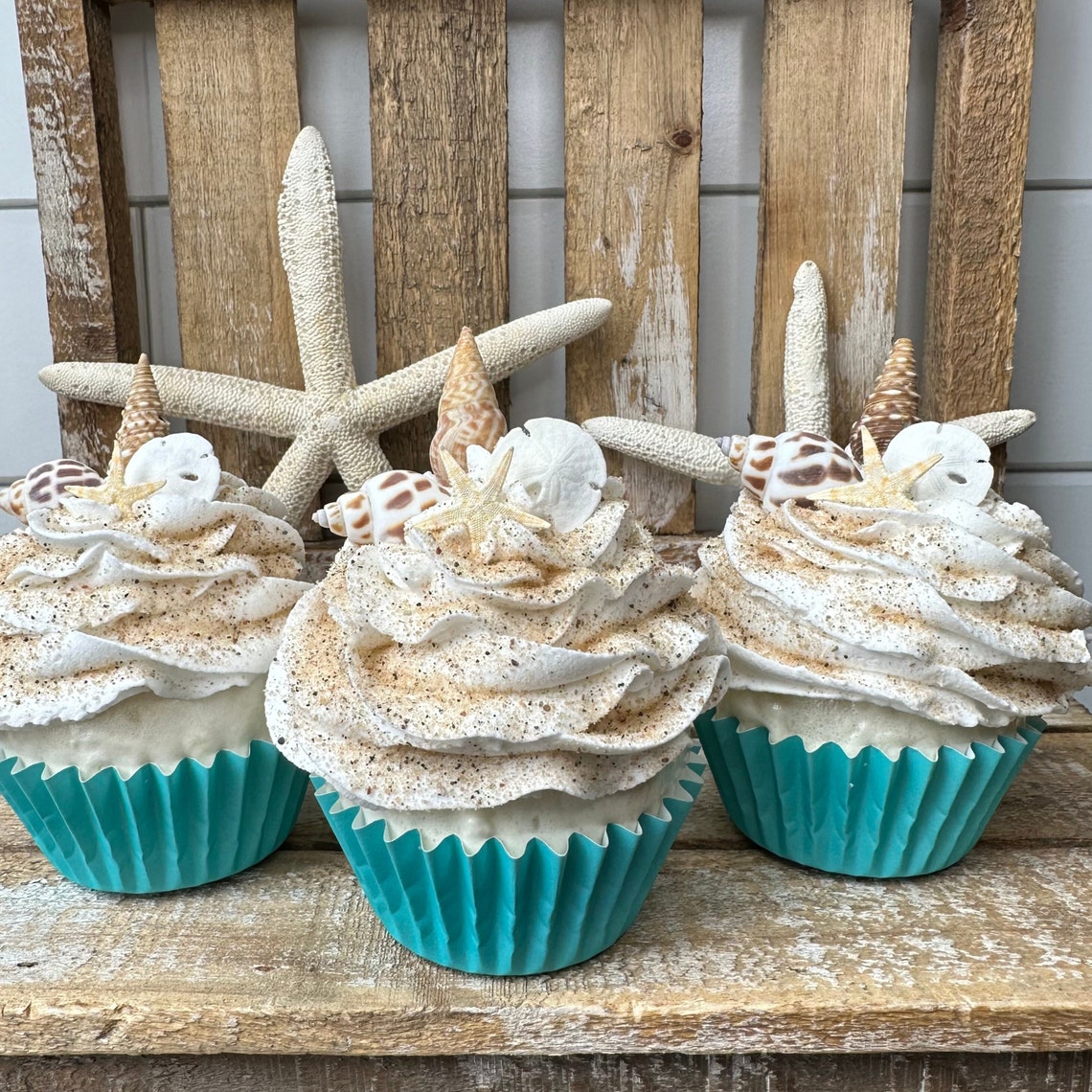 Fake Beach Theme Cupcake, Beach Theme Tier Tray Decor, Beach Cupcake ...