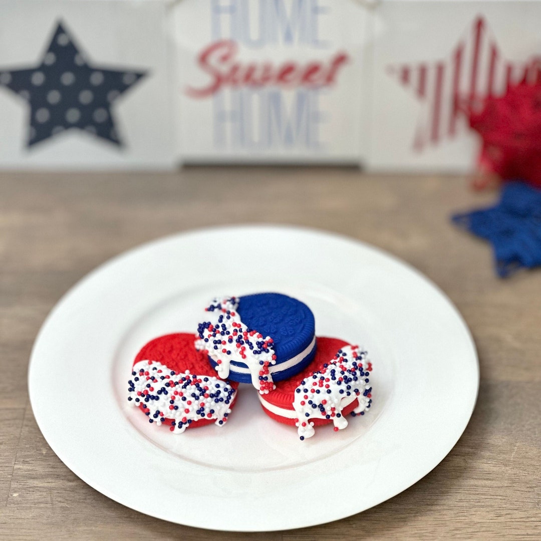 Patriotic Cookies, July 4th Cookies, Patriotic Sandwich Cookies, Fake ...