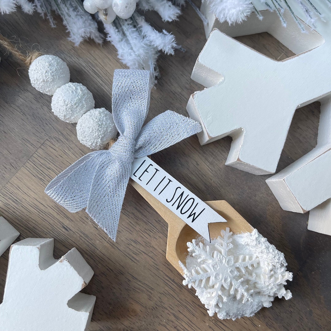 Wooden Snowflake Scoop for Tier Tray, Christmas Decor, Winter Display ...