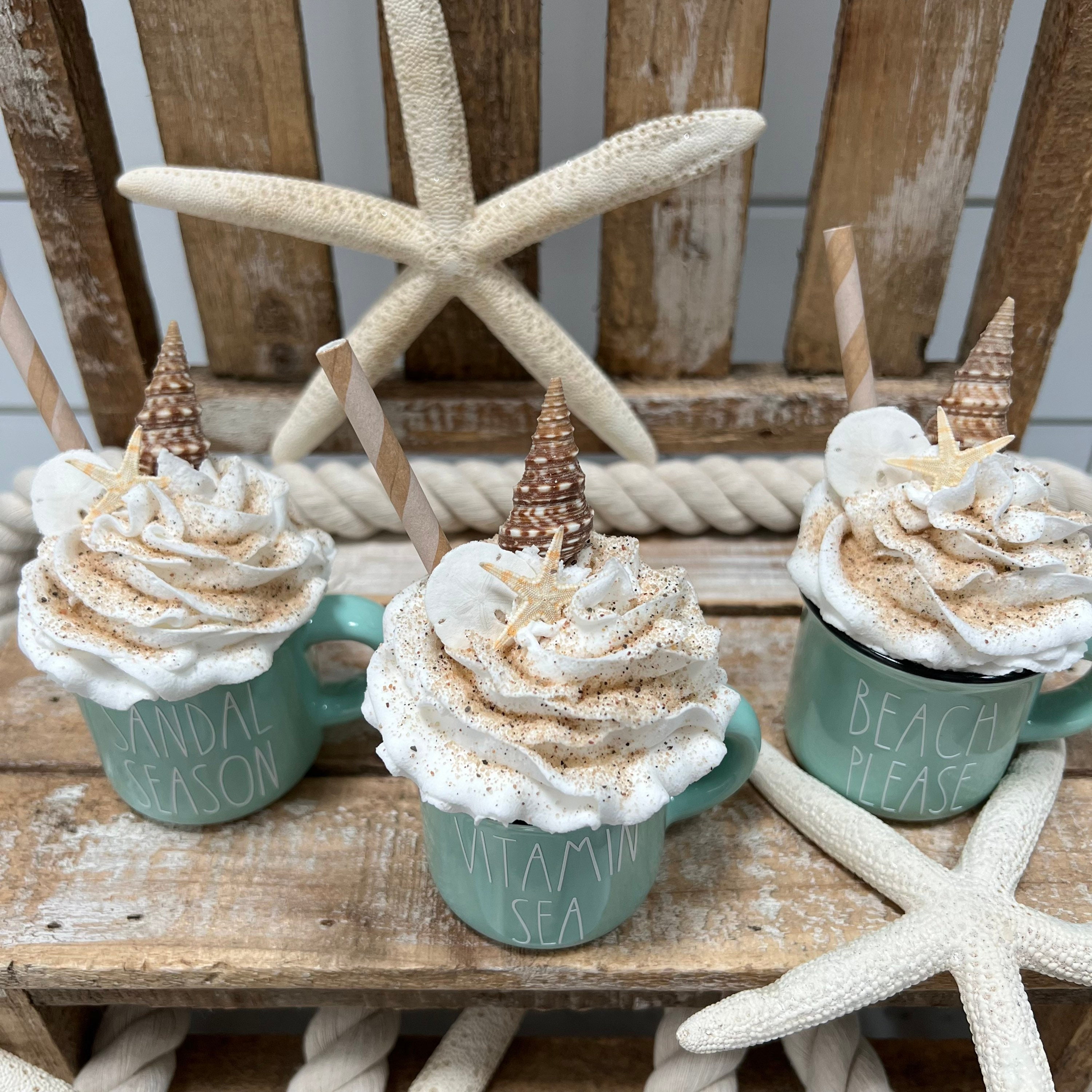 Beach Theme Faux Mini Mug Beach Mug Summer Theme Coastal - Etsy