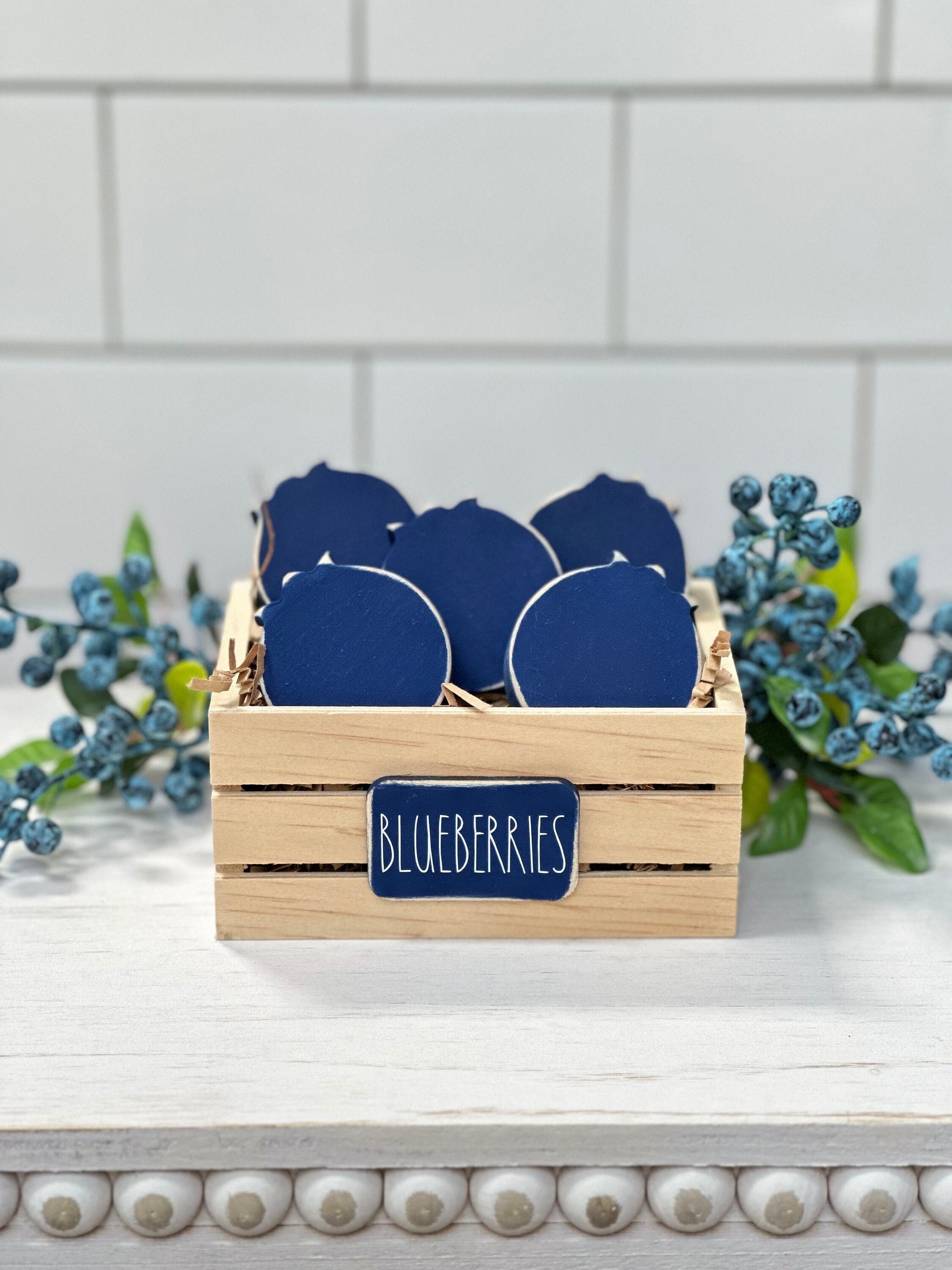 Blueberry Decor Blueberry Tier Tray Decor Wooden Blueberry - Etsy