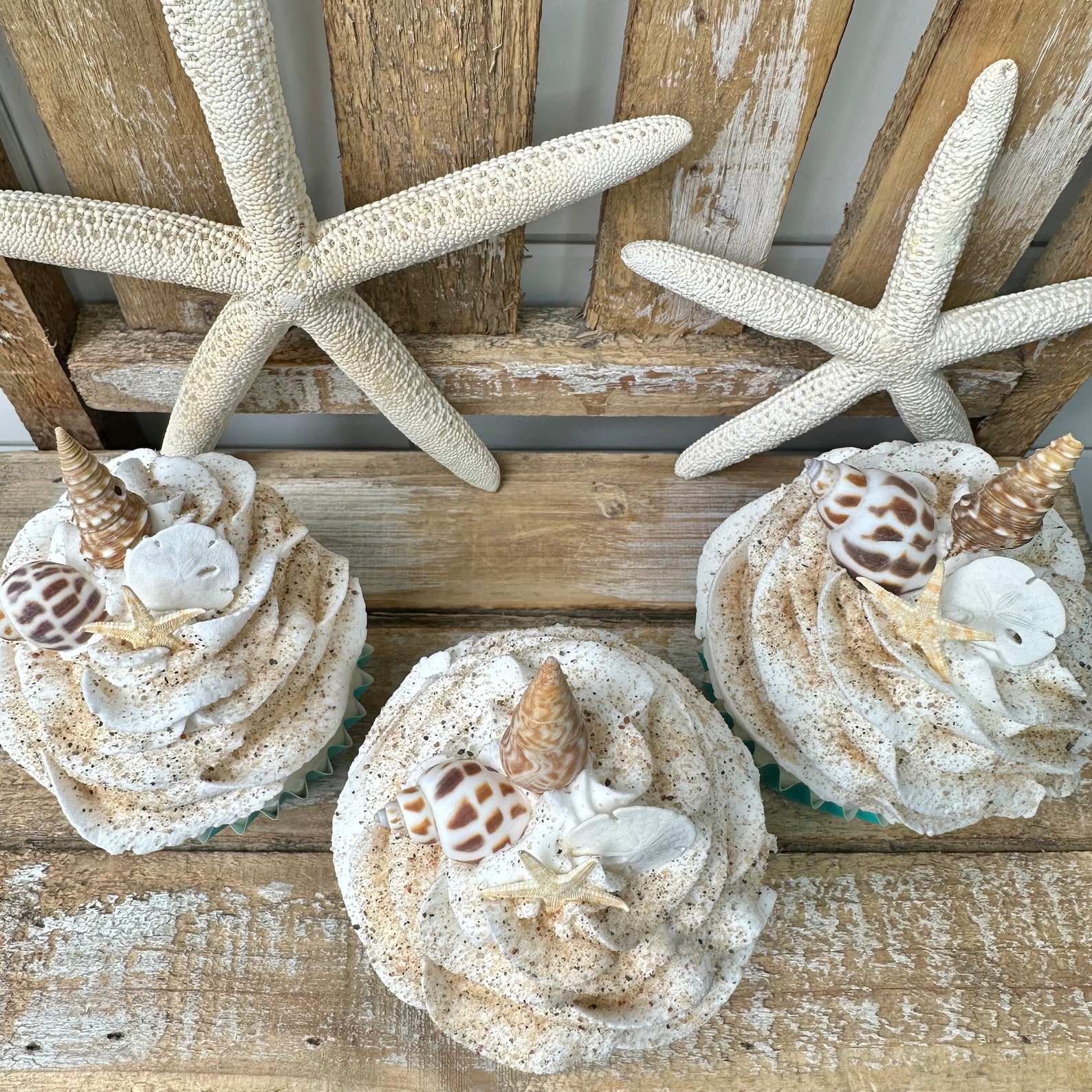 Fake Beach Theme Cupcake, Beach Theme Tier Tray Decor, Beach Cupcake ...