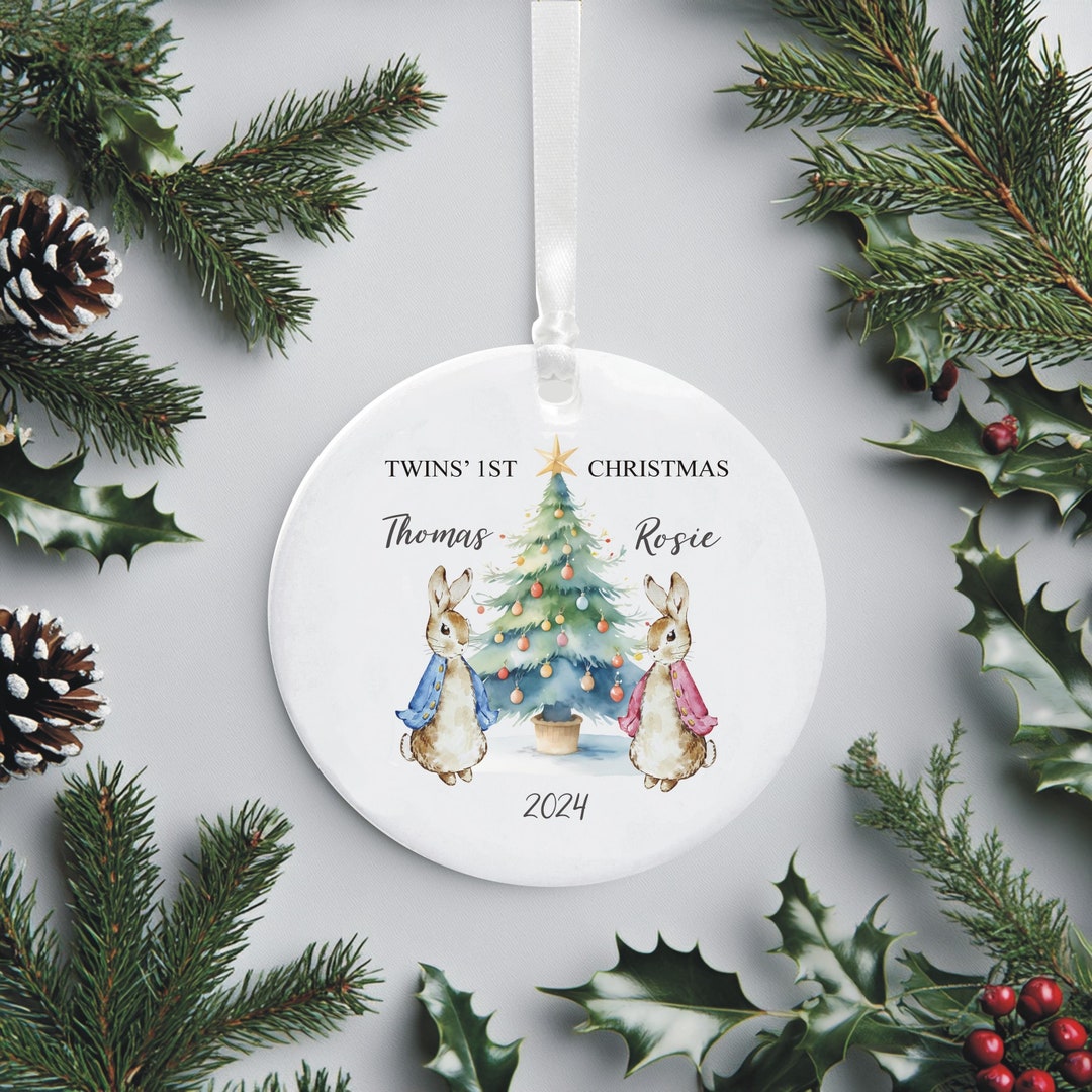 Peter Rabbit Twins First Christmas Personalised Tree Decoration - Twins ...