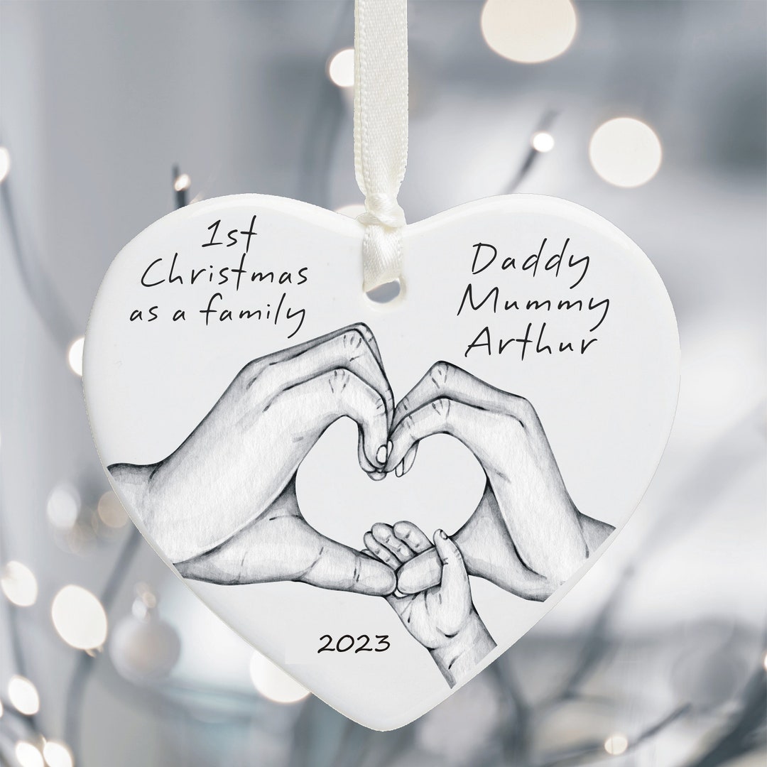 First Christmas as a Family New Parents Heart Tree Decoration Bauble ...