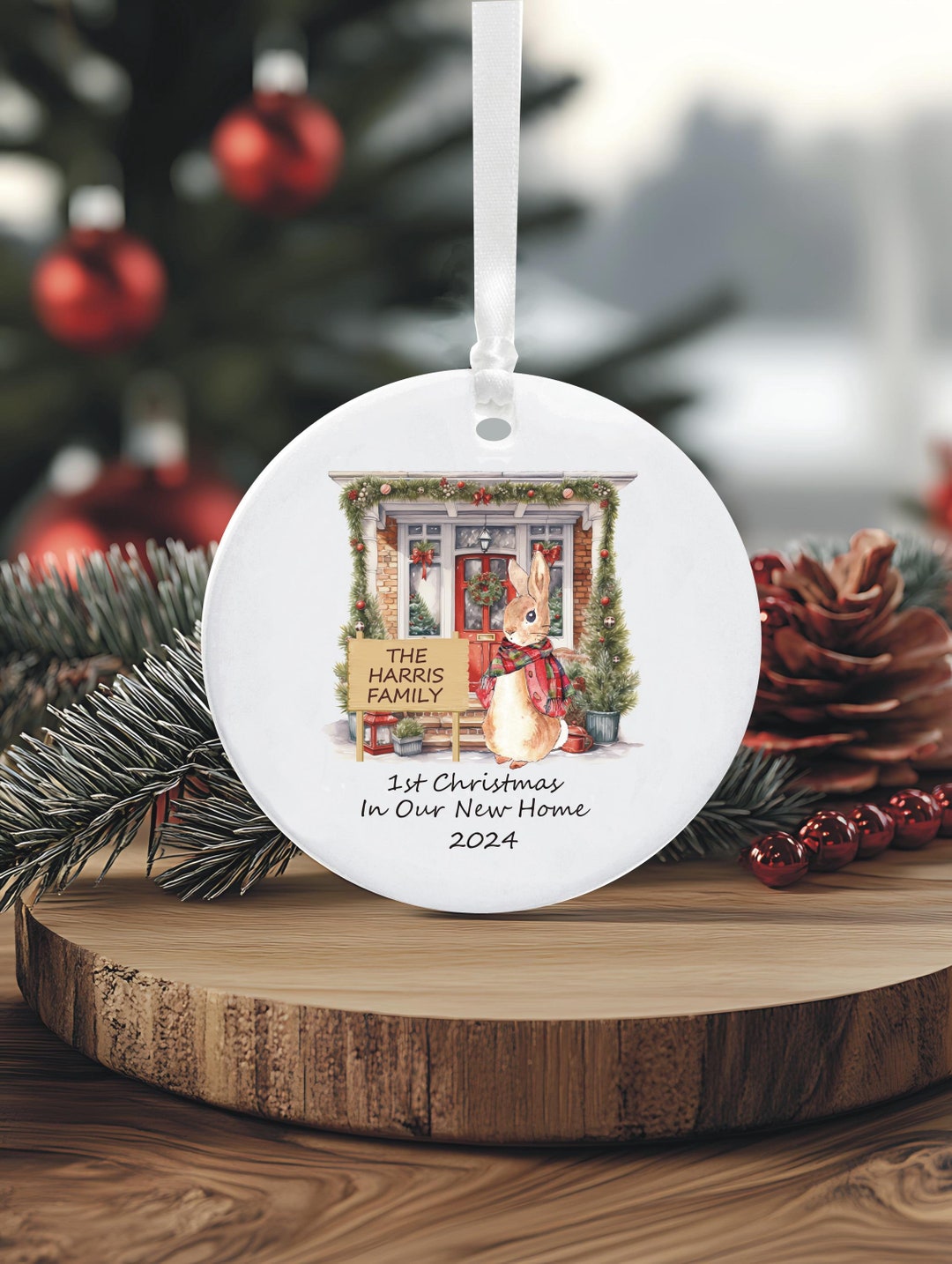 First Christmas in New Home Peter Rabbit Tree Decoration - Personalised ...