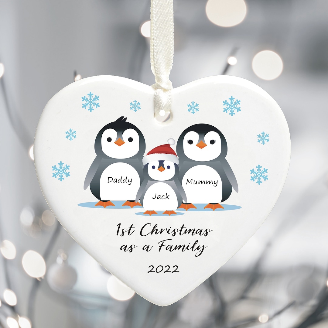 First Christmas as a Family New Parents Heart Tree Decoration Bauble ...