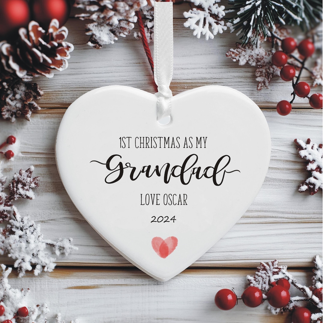 First Christmas as My Grandad Tree Decoration - Personalised Ceramic ...