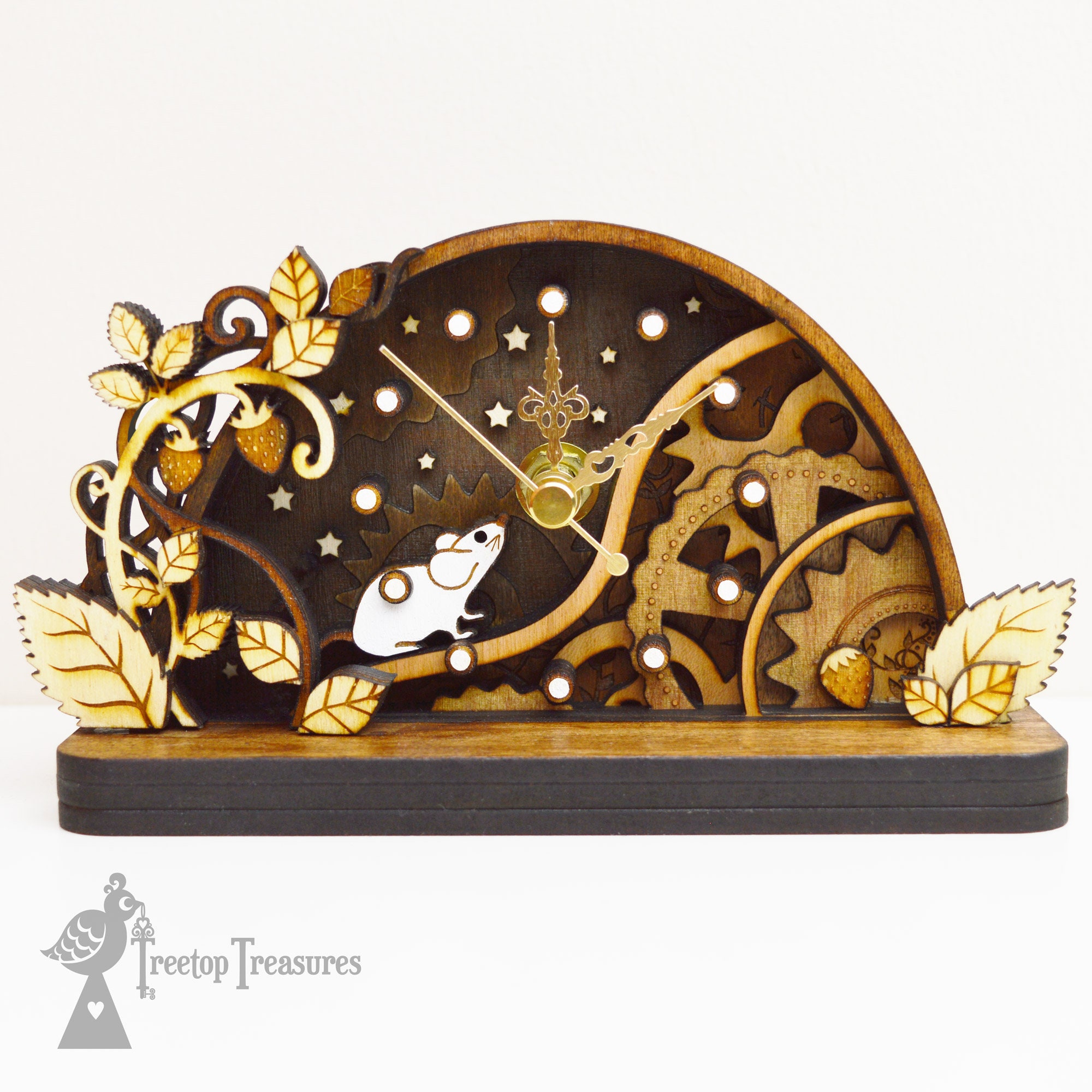 Small Clockwork Mice Mantel Clock Wooden Mantel Clock - Etsy UK